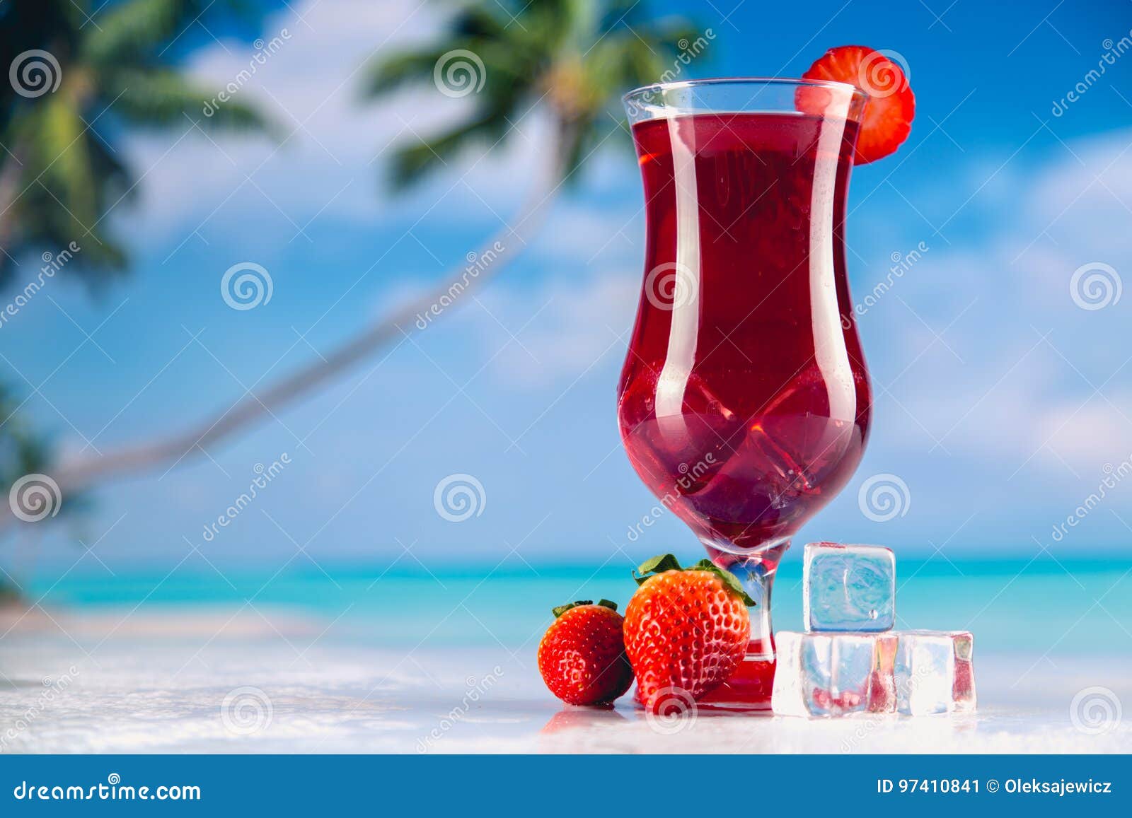 Colorful Red Cold Drink on a Beach, Summer Background Stock Image ...