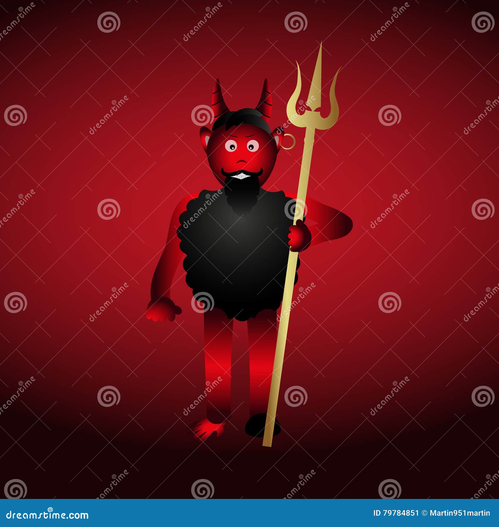 Red Colorful Devil Diablo Monster Mutant With Trident Cute Doodles ...