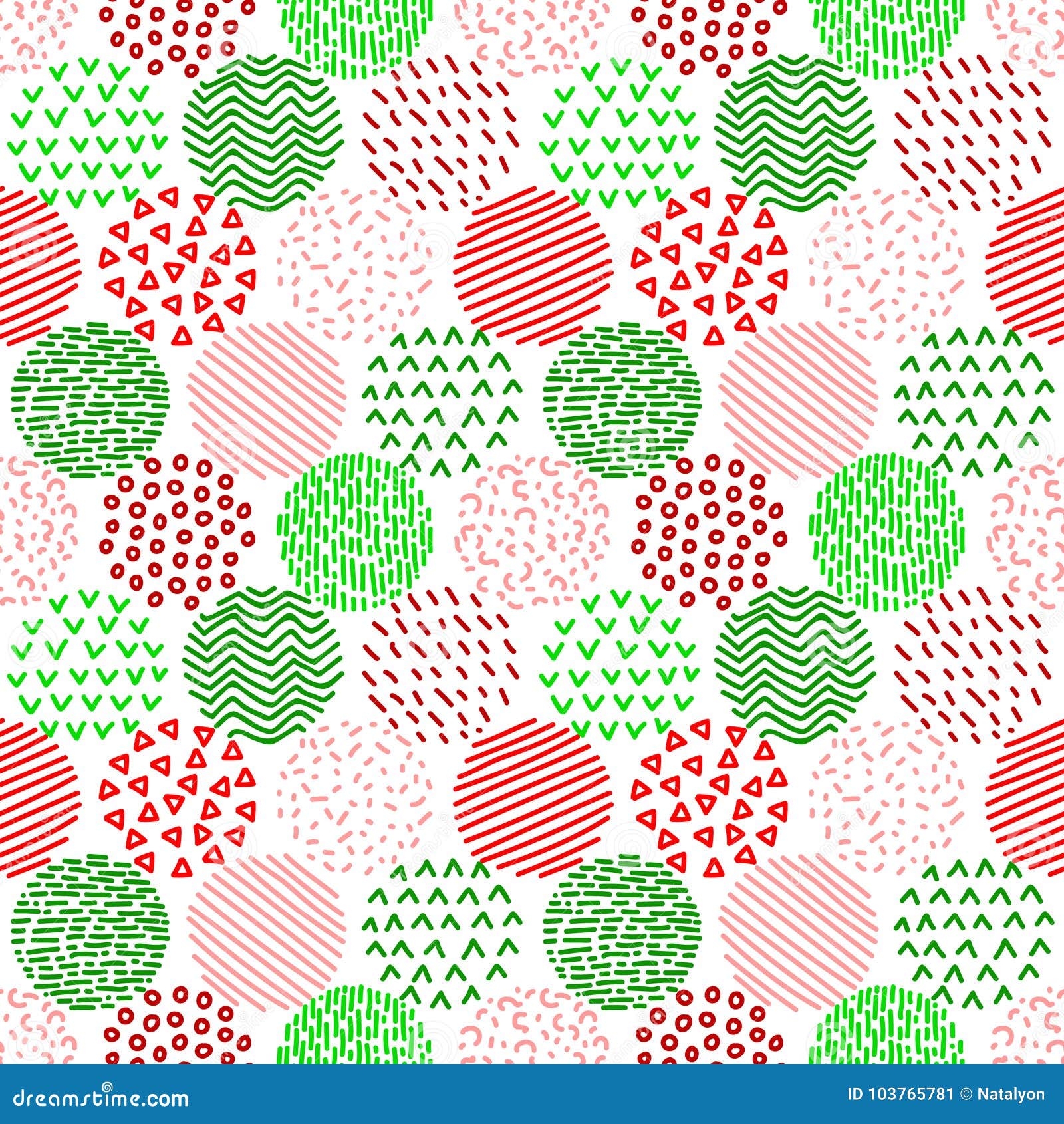 Colorful Red And Green Patterned Circles Geometric Seamless Pattern ...