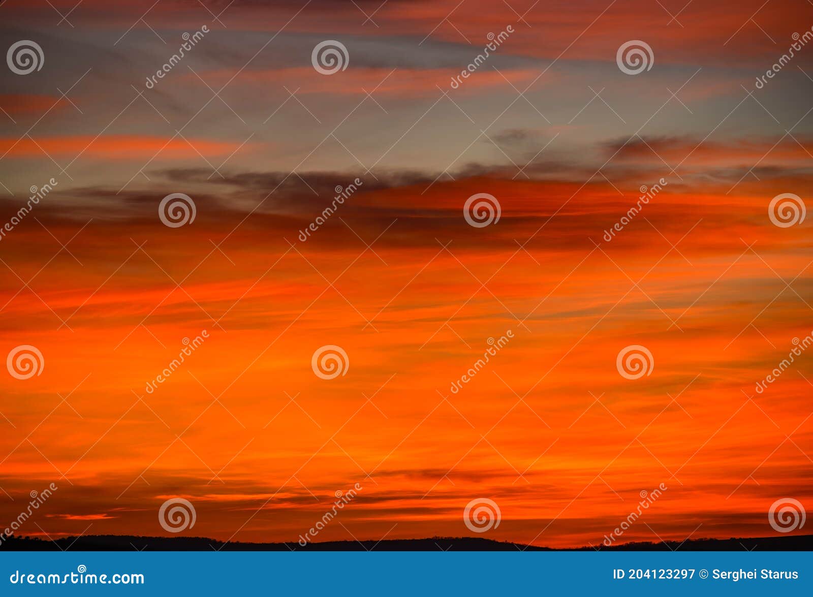 Colorful Red and Orange Clouds in the Sky Right after Sunset Stock ...
