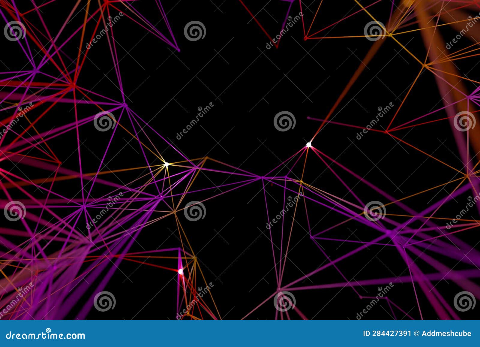 Colorful Red Technology Background with Line and Connected Dot Fractal ...