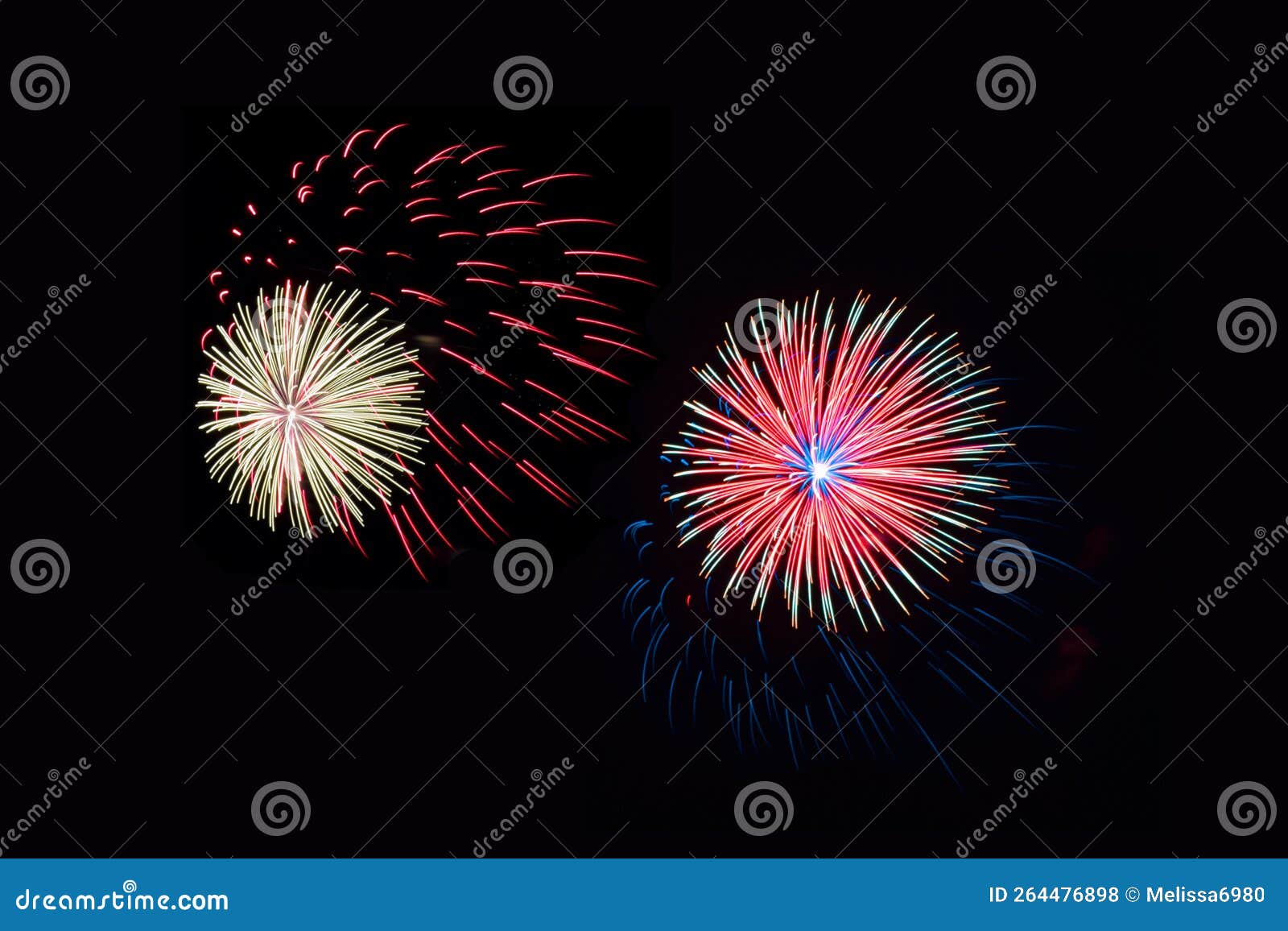 Colorful Red, White and Blue Fireworks Exploding Stock Photo - Image of ...