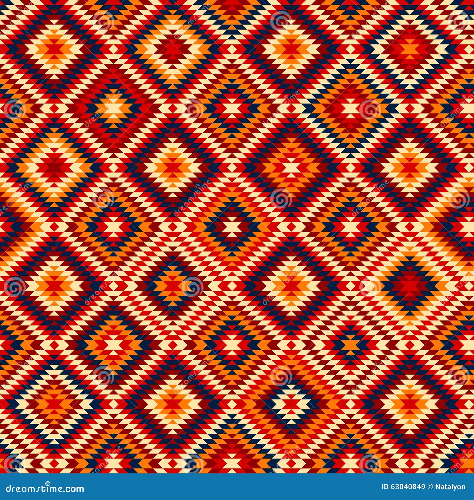 Colorful Red Yellow Blue Aztec Ornaments Geometric Ethnic Seamless ...