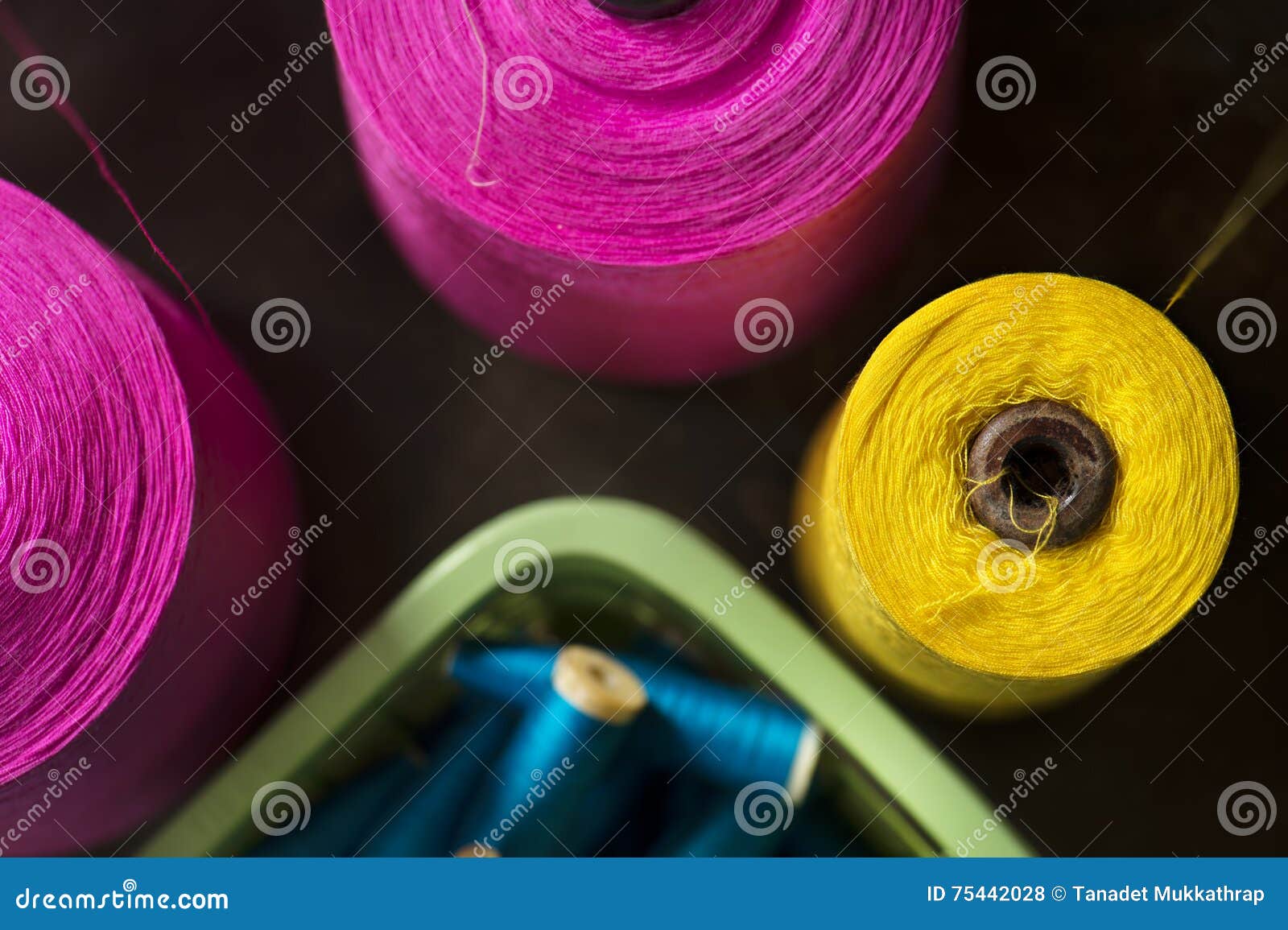 Colorful reels of threads stock photo. Image of material - 75442028