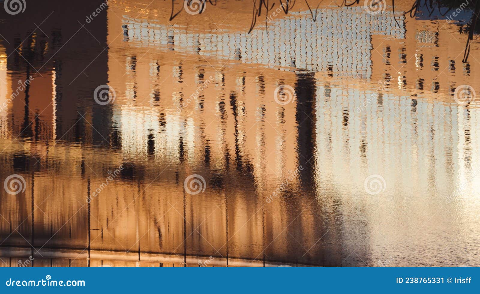 Colorful Reflection of Architectural Building in Water with Ripp Stock ...