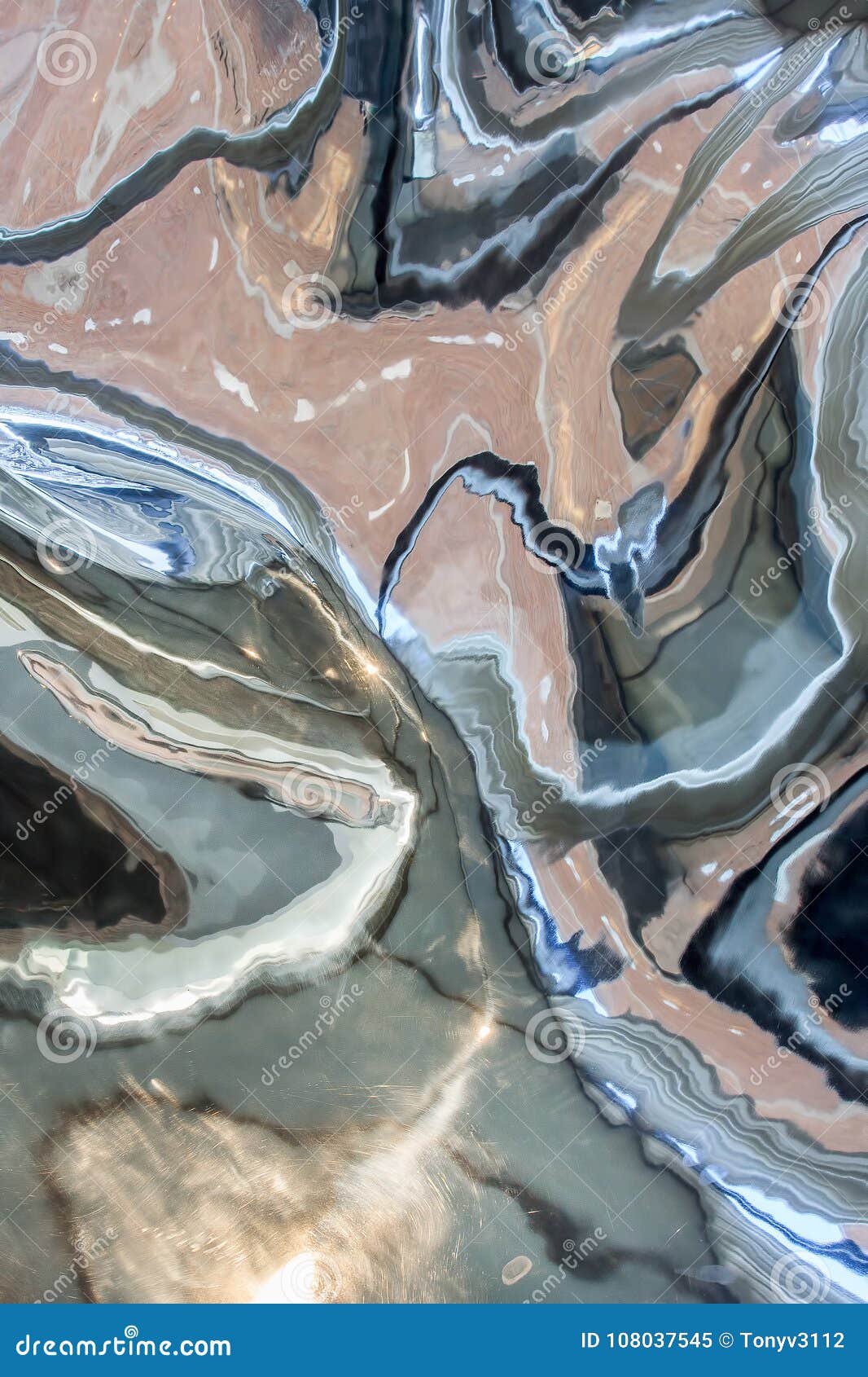 Reflection in a Chromed Metal Art Object Stock Image - Image of ...