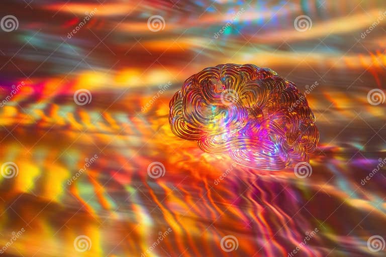 Colorful Reflection of Light Over a Textured Surface Mimicking a Brain ...