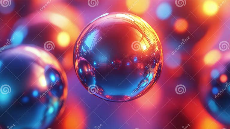 Colorful Reflective Spheres Illuminated by Vibrant Light in a Dynamic ...