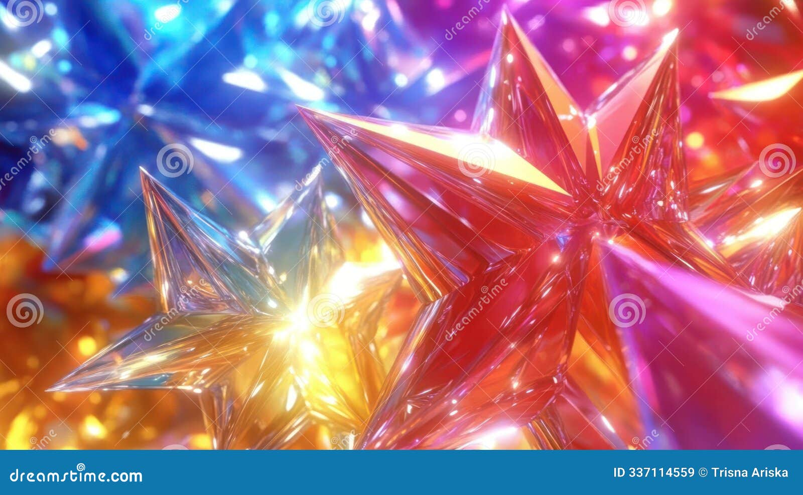 Colorful, Reflective Star Shapes Create a Vibrant, Abstract Visual ...