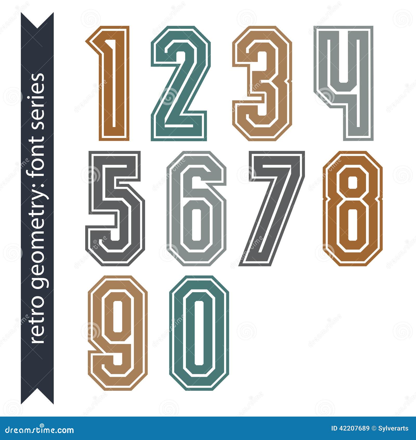 Colorful Regular Acute-angled Digits, Bright Vector Poster Numbers With ...