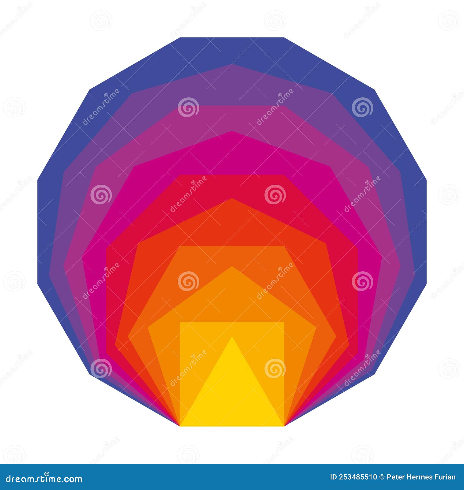 Colorful Convex Regular Polygons, Showing Mach Bands Optical Illusion ...