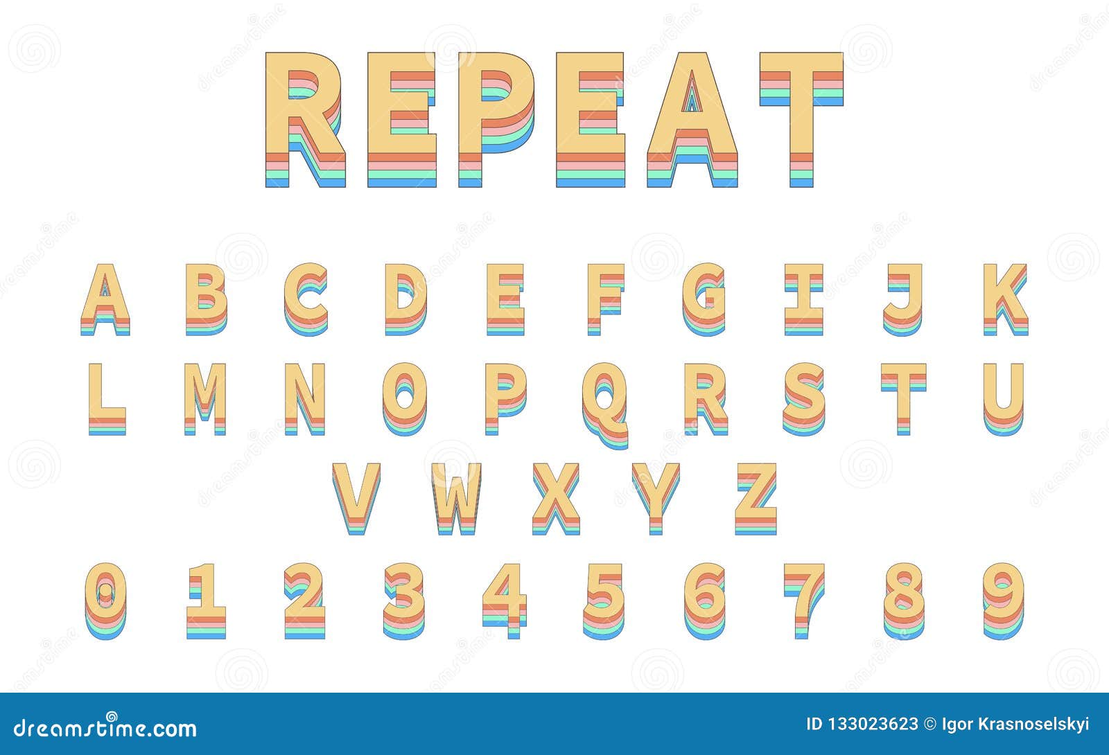 Colorful Repeat Font. Alphabet in Colorful Trending Stock Vector ...