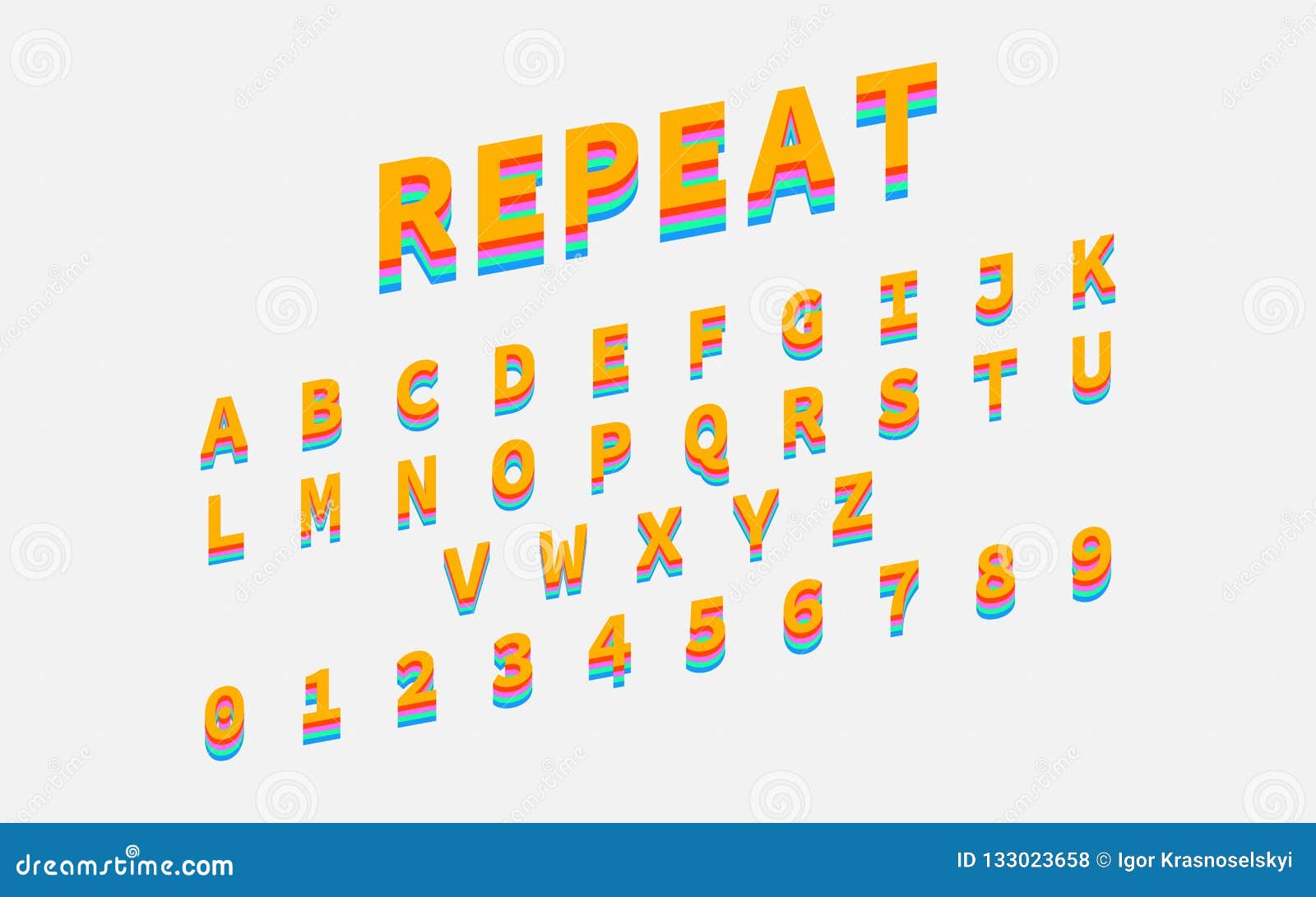 Colorful Repeat Font. Reto Bold Font. Alphabet in Colorful Trending ...