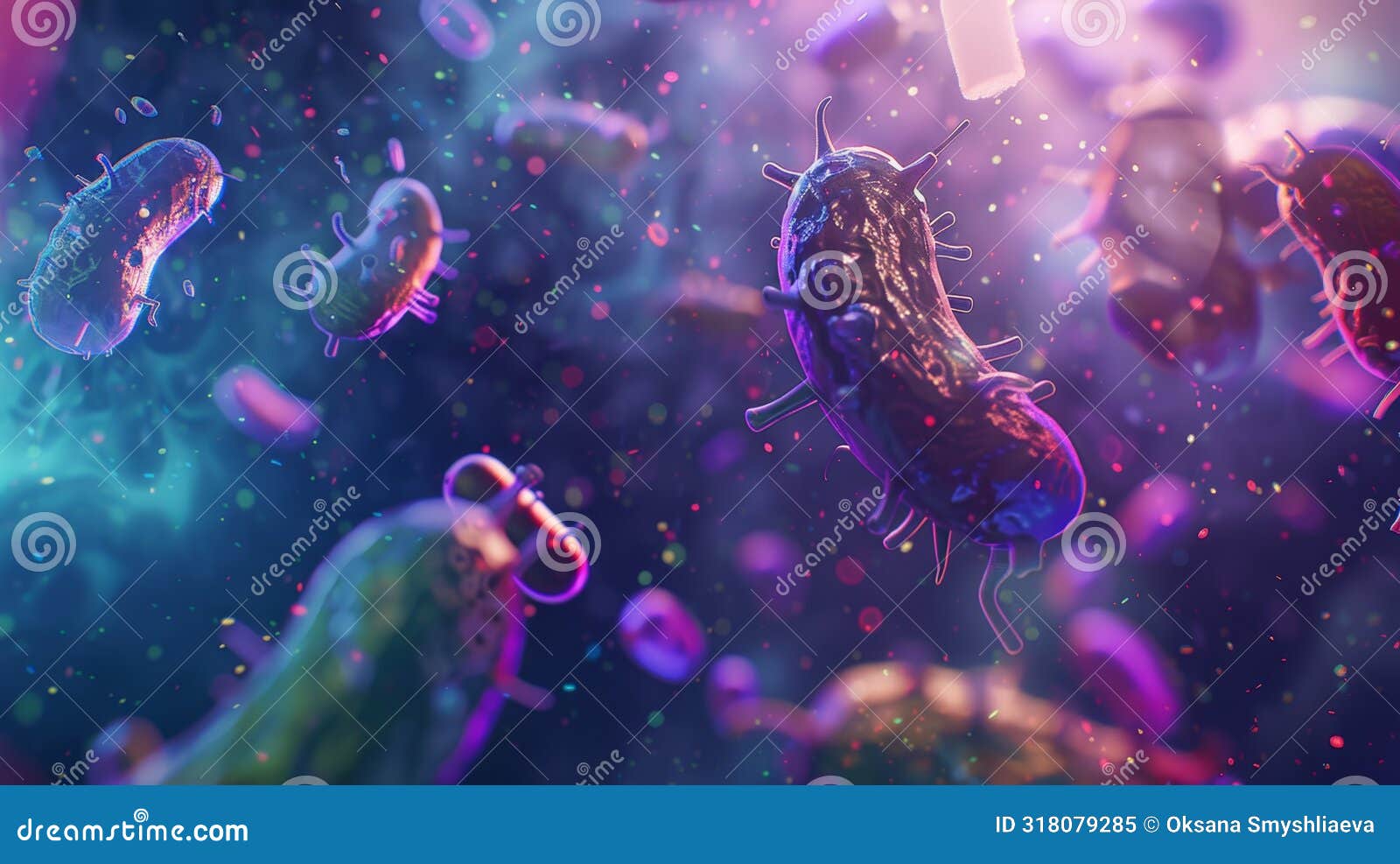 Colorful Representation of Bacteria and Viruses in Microscopic View ...