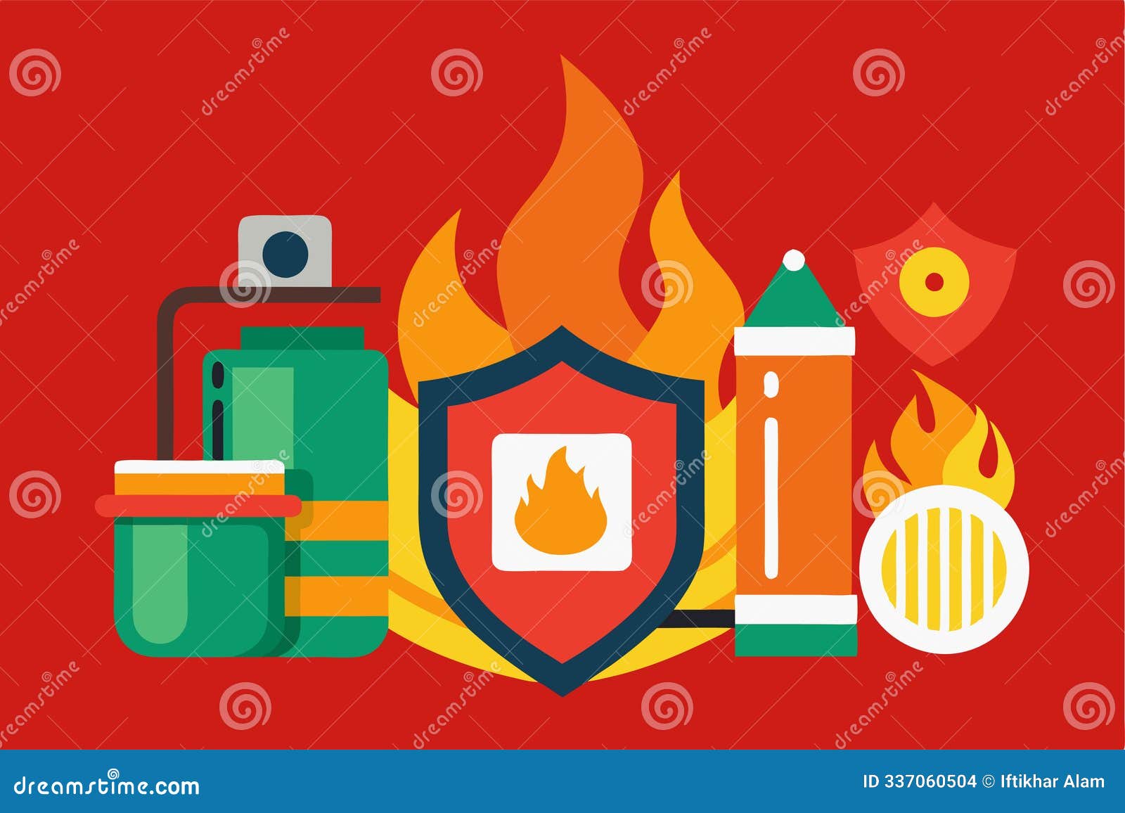 Colorful Representation of Fire Prevention Tools Emphasizing Safety for ...