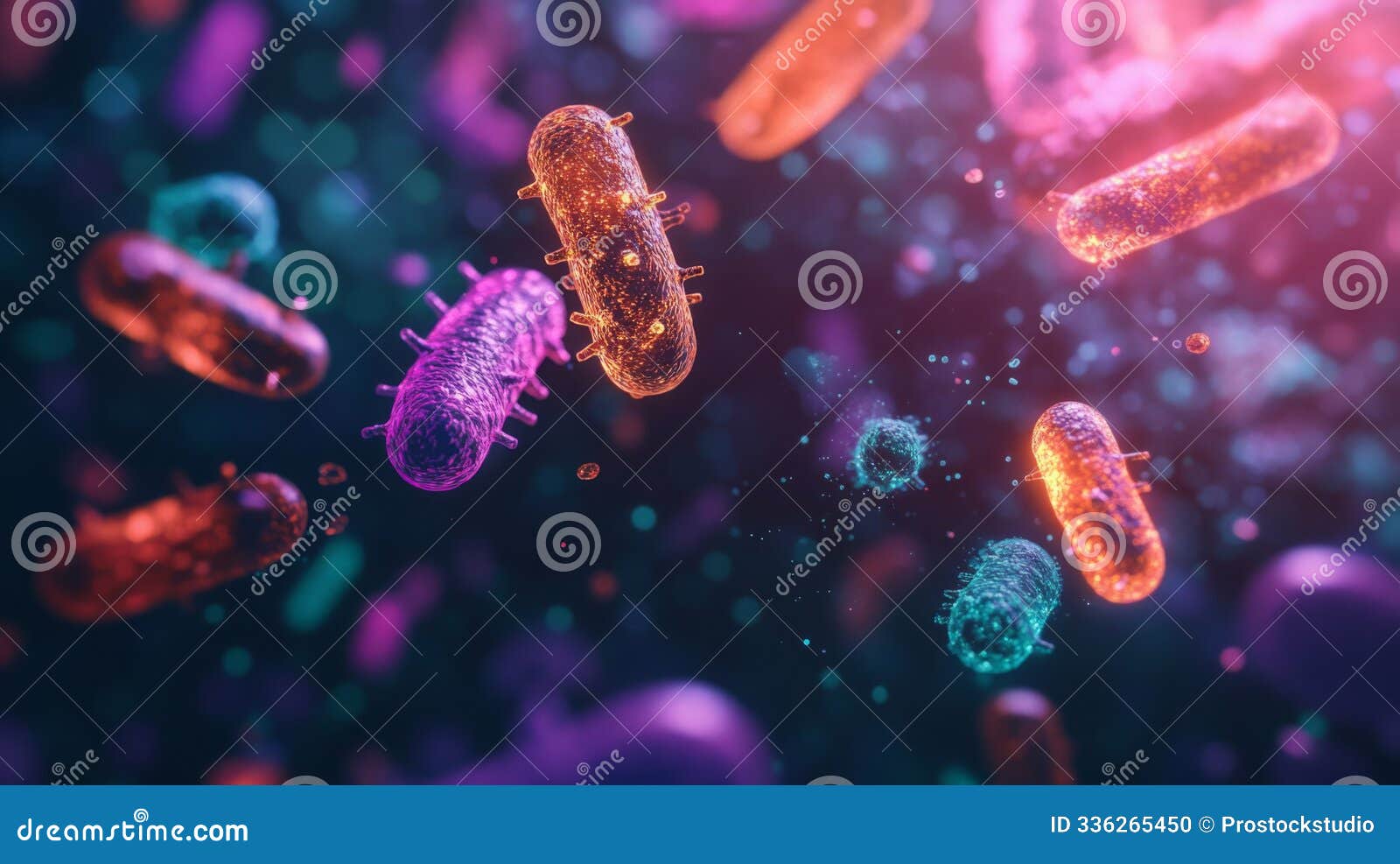 Colorful Representation of Microscopic Bacteria in Dark Environment ...