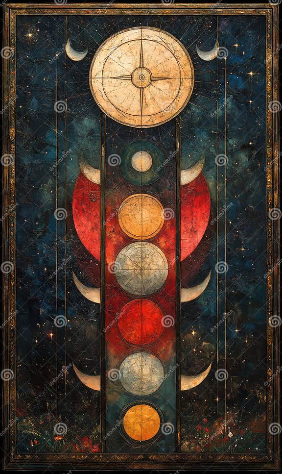 Colorful Representation of Moon Phases with Celestial Elements and ...