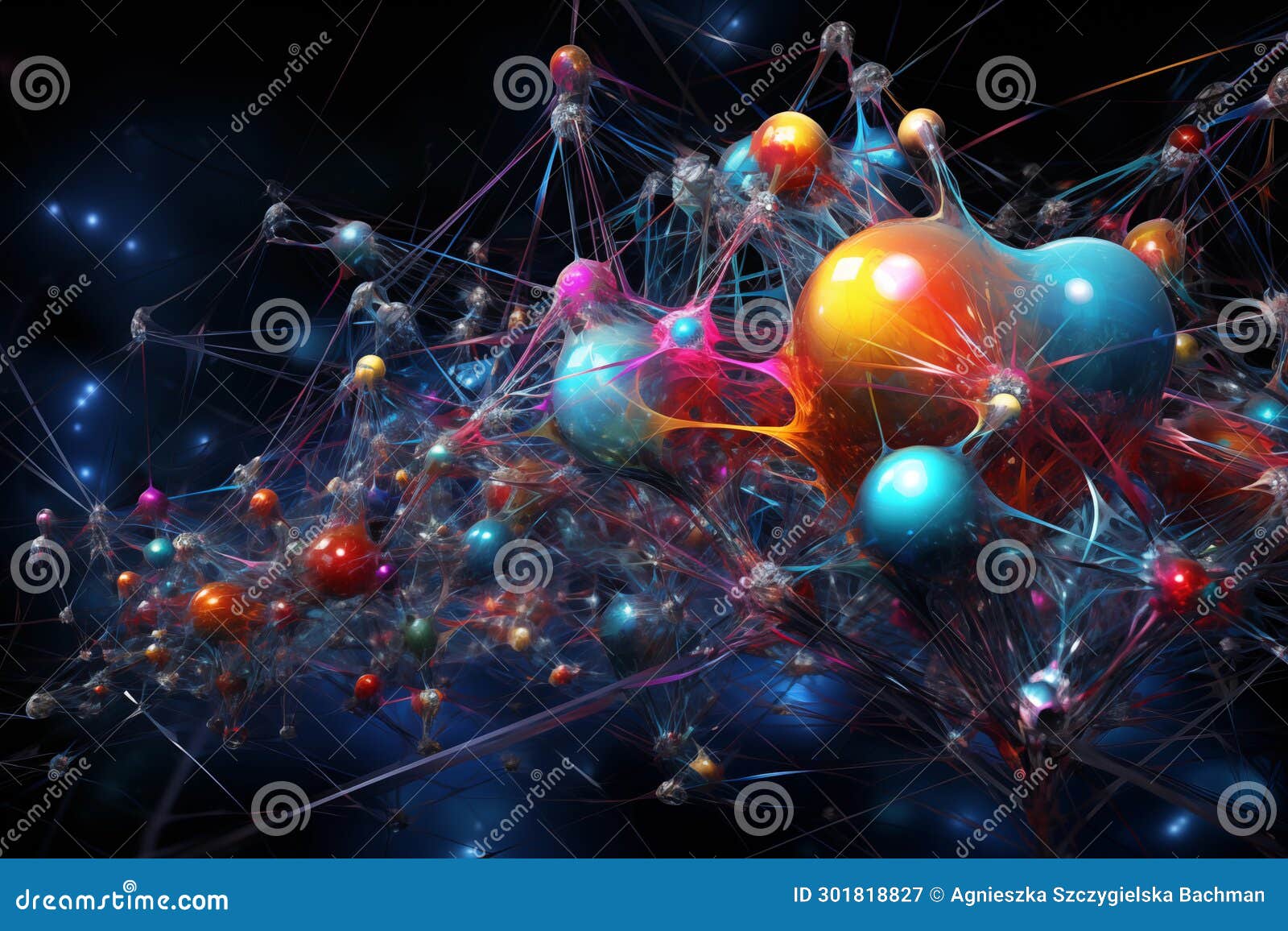 Neural Network Concept, Electron Cloud, Cellular Network Stock ...