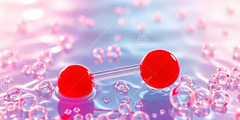 Colorful Representation of a Water Molecule Amidst Bubbles in a Vibrant ...