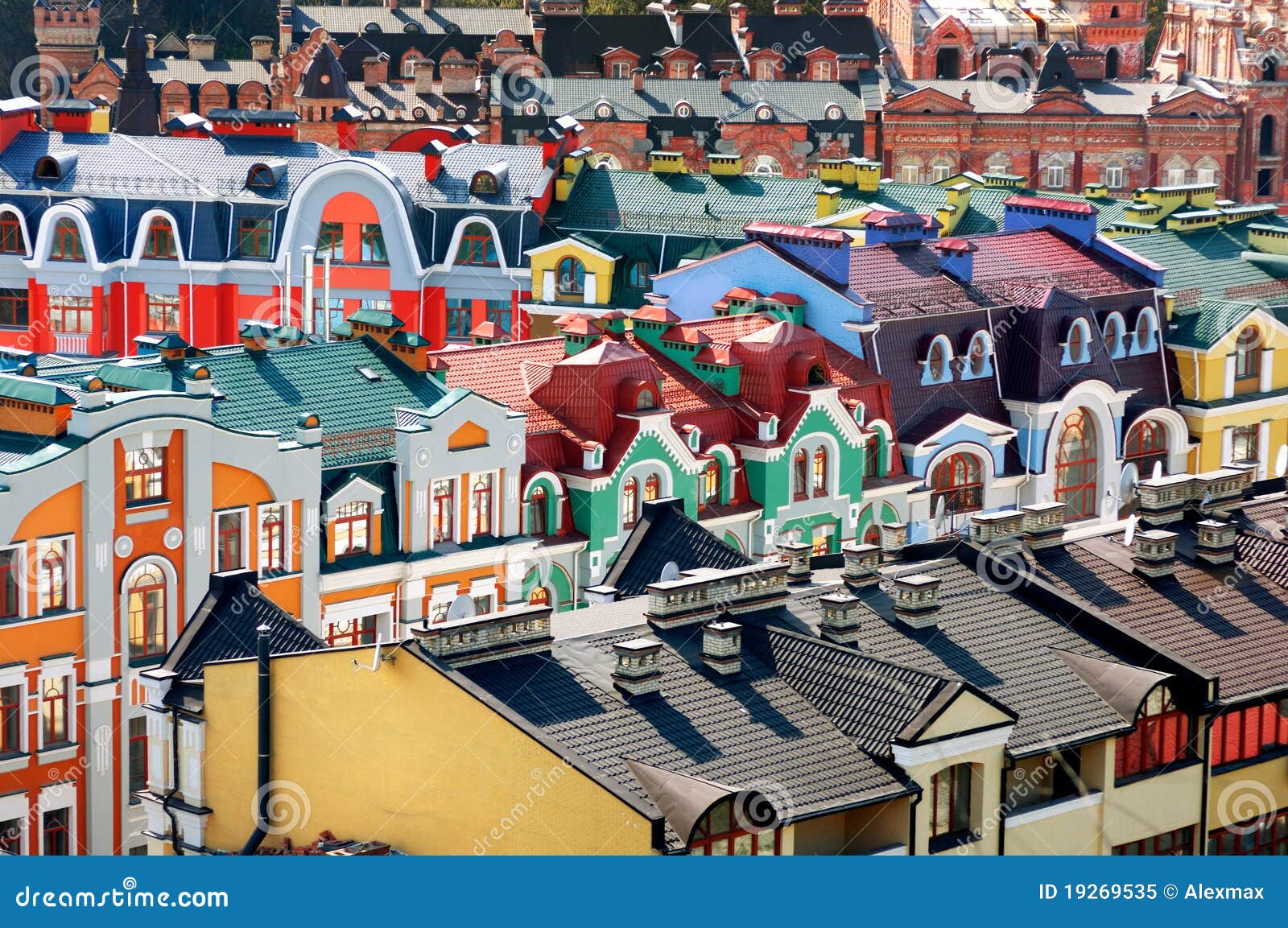 Colorful Residential Buildings Stock Image - Image of colors, roof ...