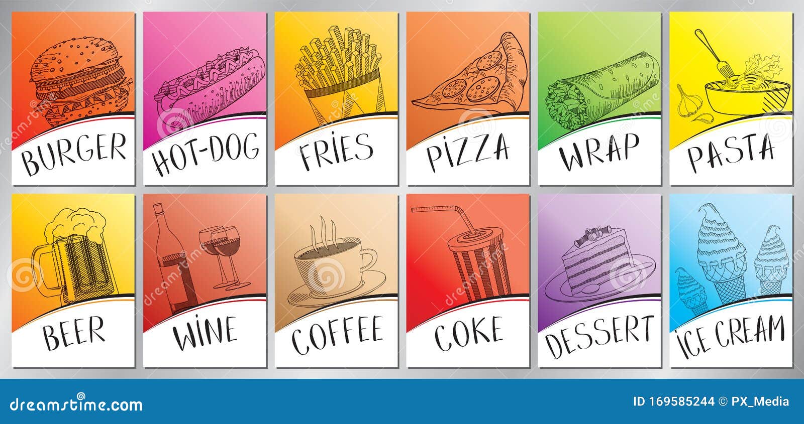 Colorful Restaurant Menu Posters - A4 Size Stock Photography ...