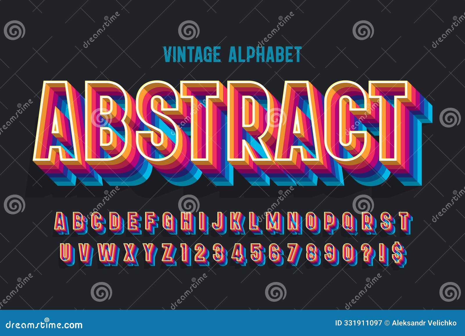 Colorful Retro Alphabet Design Design, Original Letters and Numbers ...
