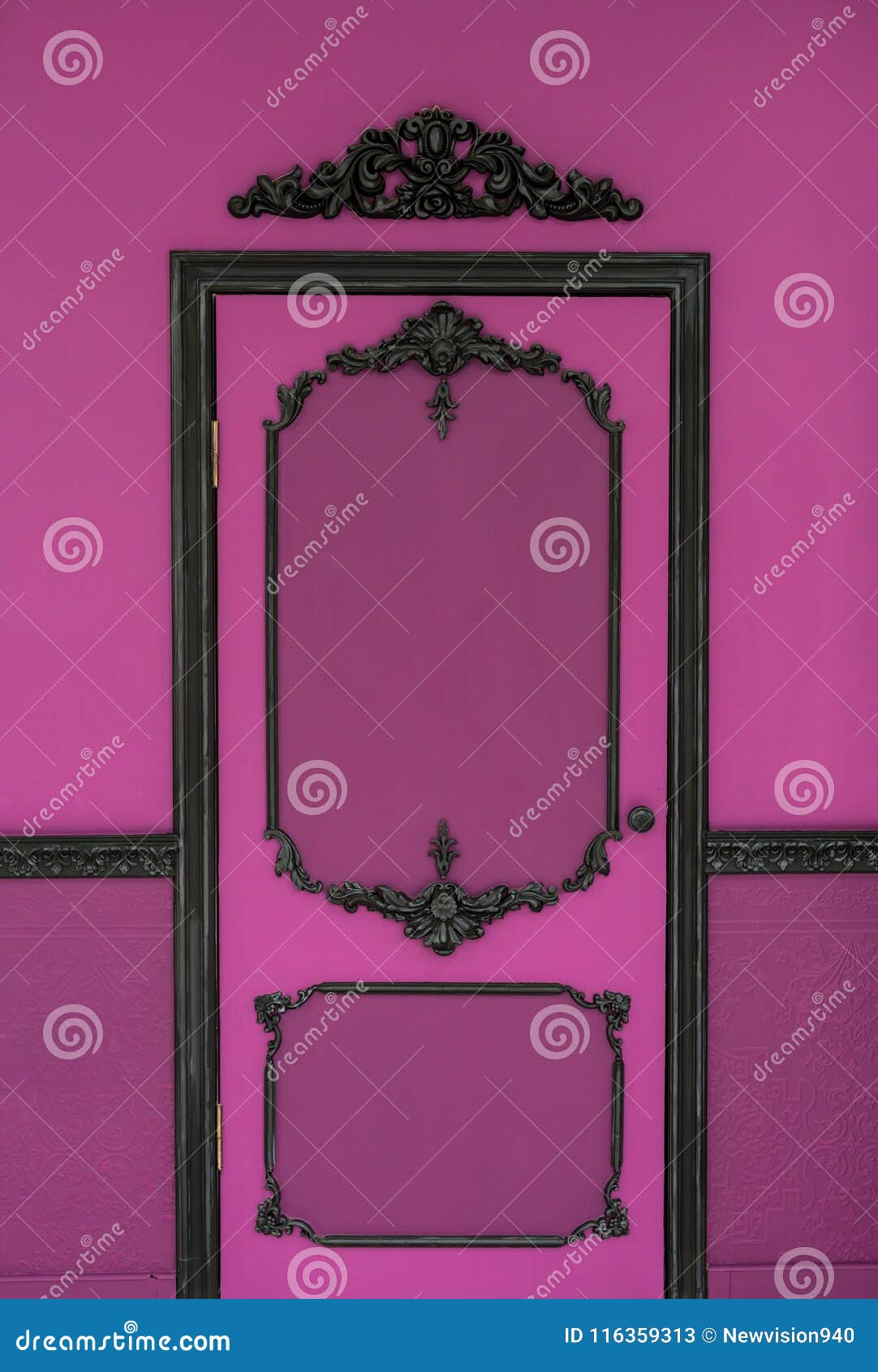 Old Dramatic Pink Doors on the Background of the Wall. Stock Image ...