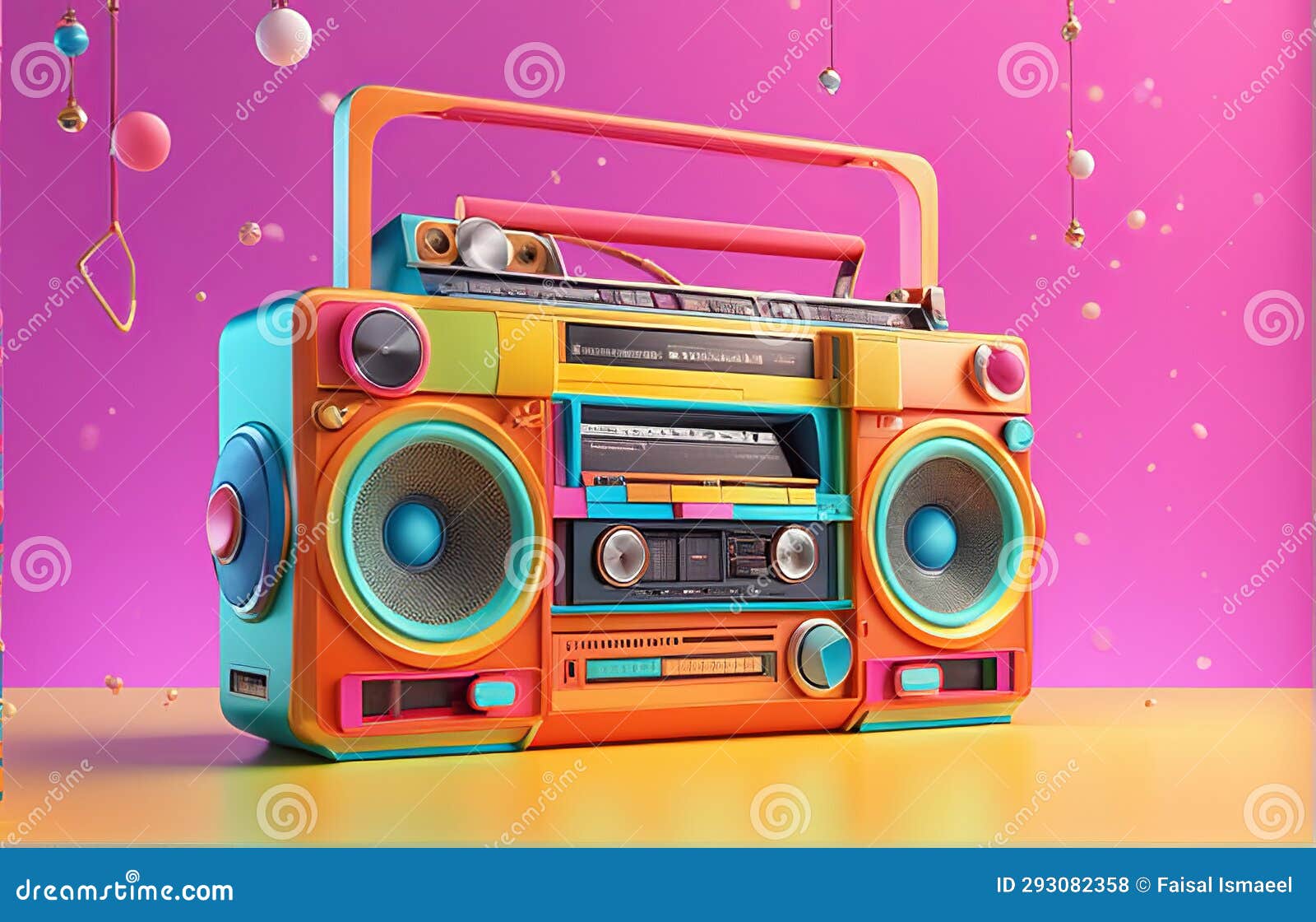 Colorful Retro Boombox 3d Illustration Stock Illustration ...