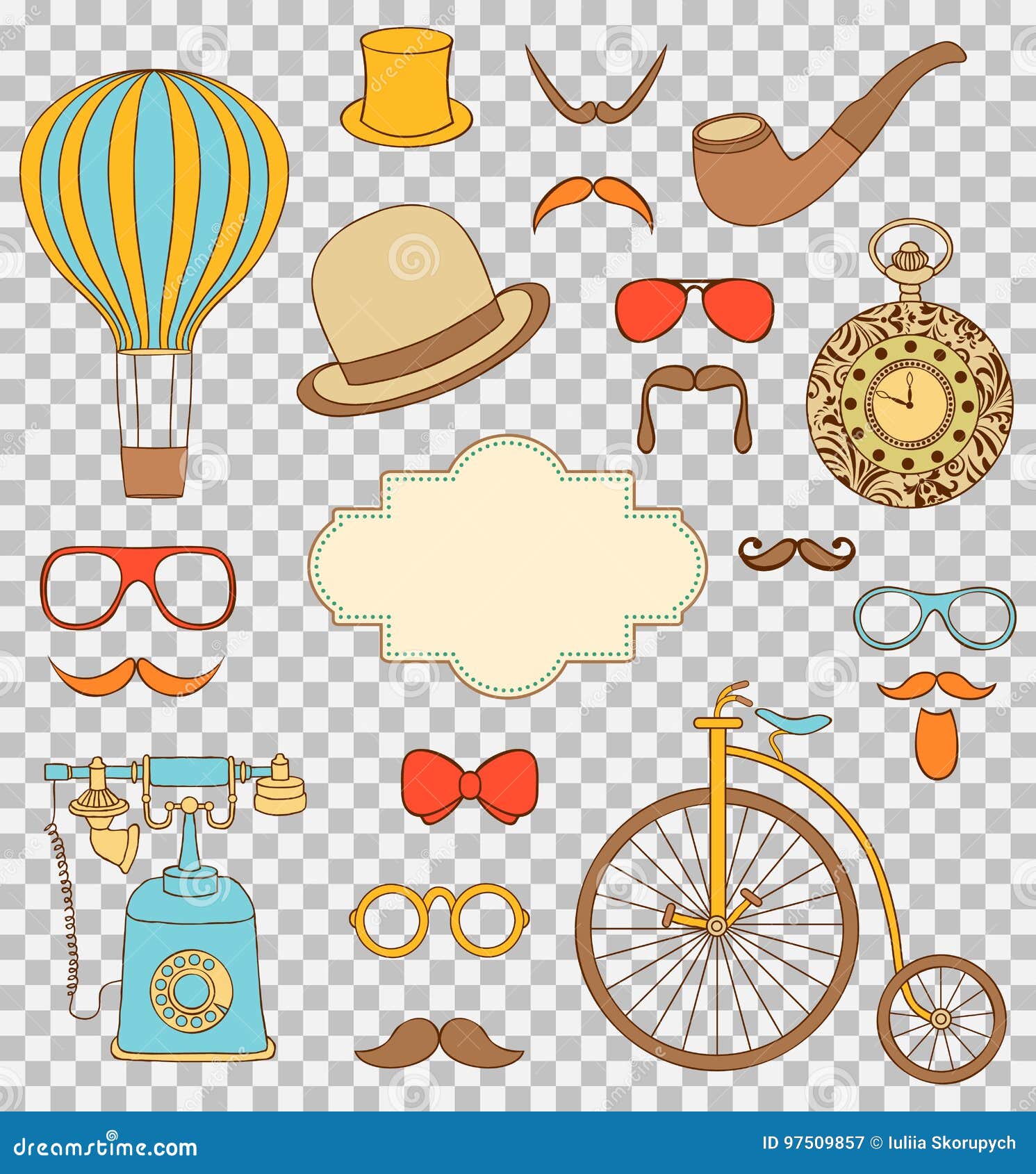 Colorful retro elements stock vector. Illustration of decoration - 97509857