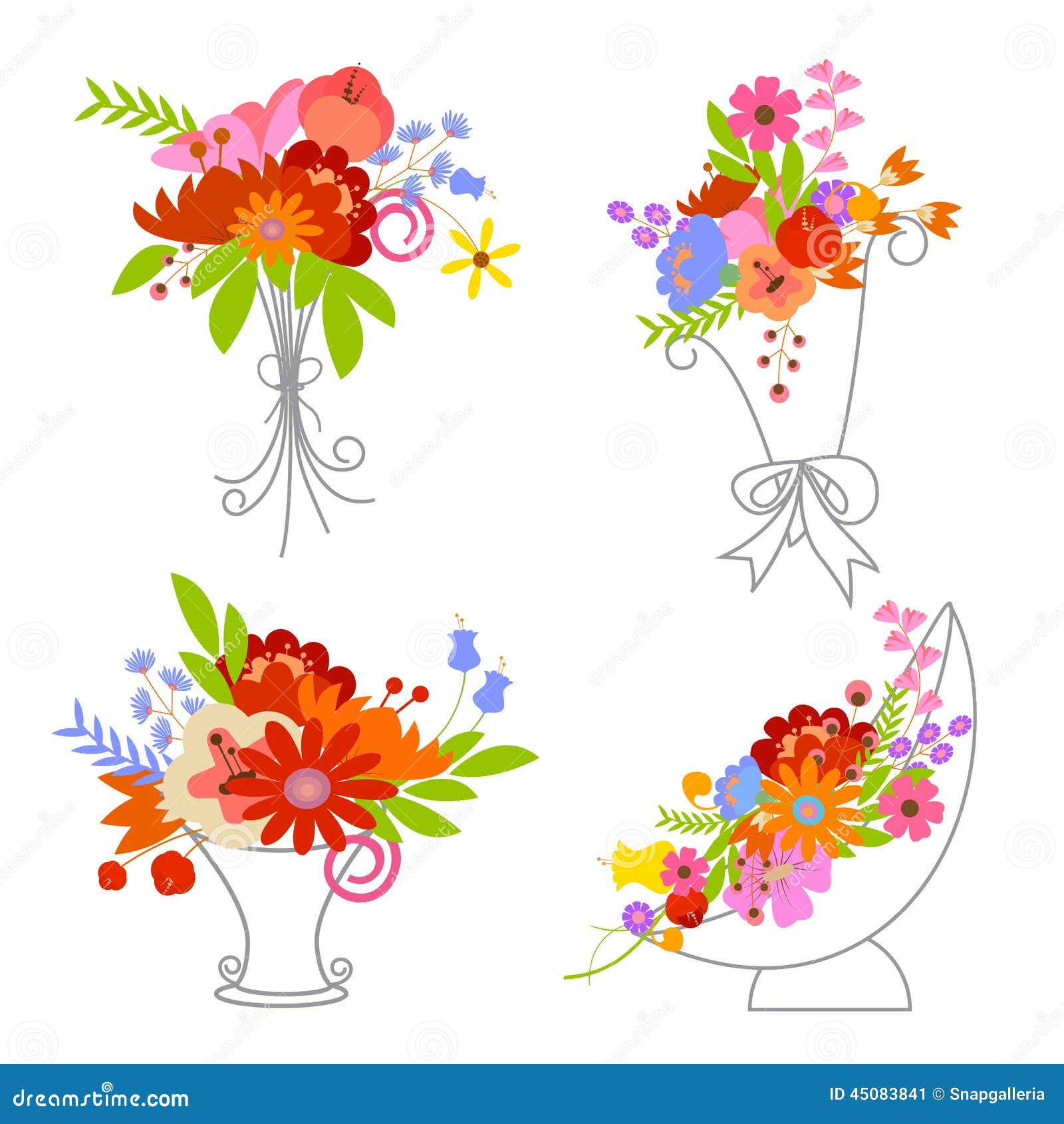 Colorful Retro Flower Collection Stock Vector - Illustration of aster ...