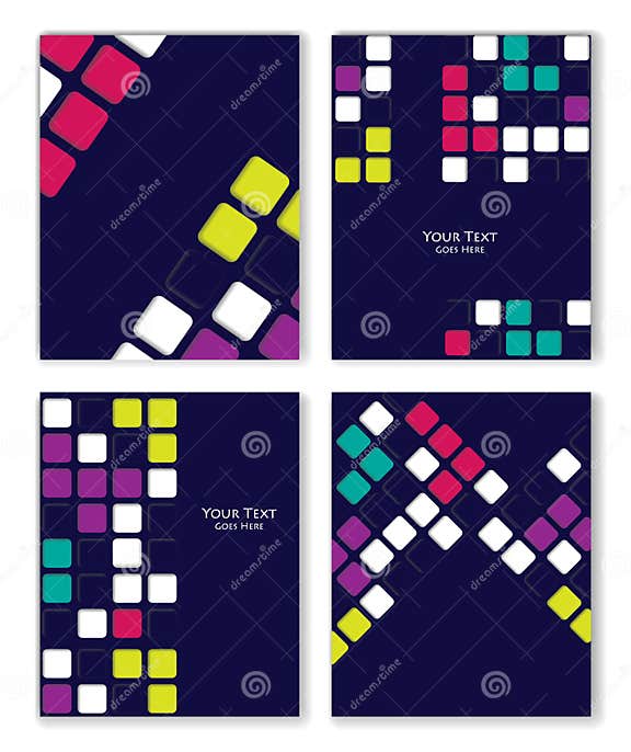 Colorful Retro Templates Set Stock Vector - Illustration of decorative ...