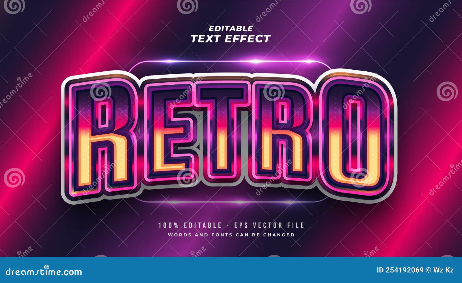 Colorful Retro Text Style with Curved and Embossed Effect Stock Vector ...