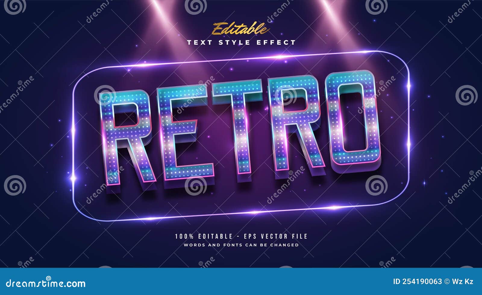 Colorful Retro Text Style with Glossy and Texture Effect Stock Vector ...