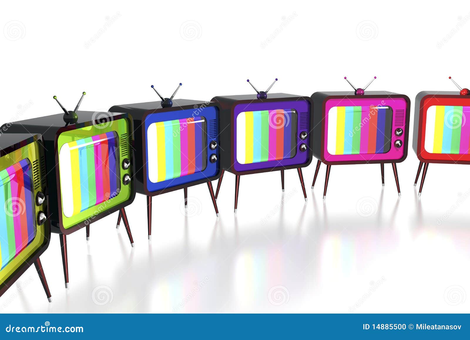 Colorful retro tv s stock illustration. Illustration of retro - 14885500