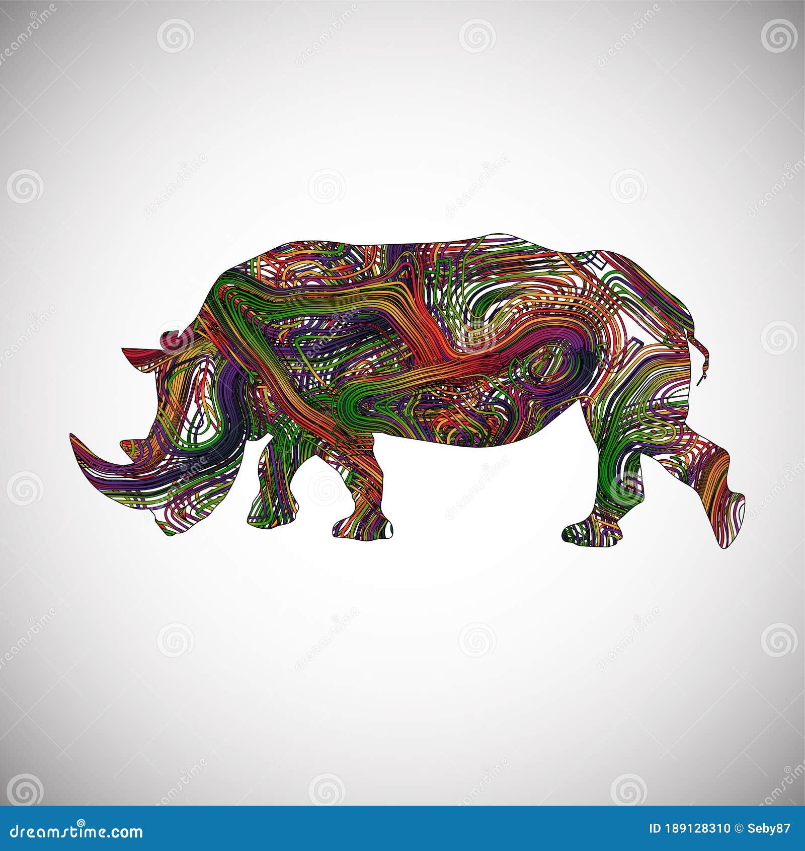 Colorful Rhino Head Illustration: Vibrant Sticker Style Art ...