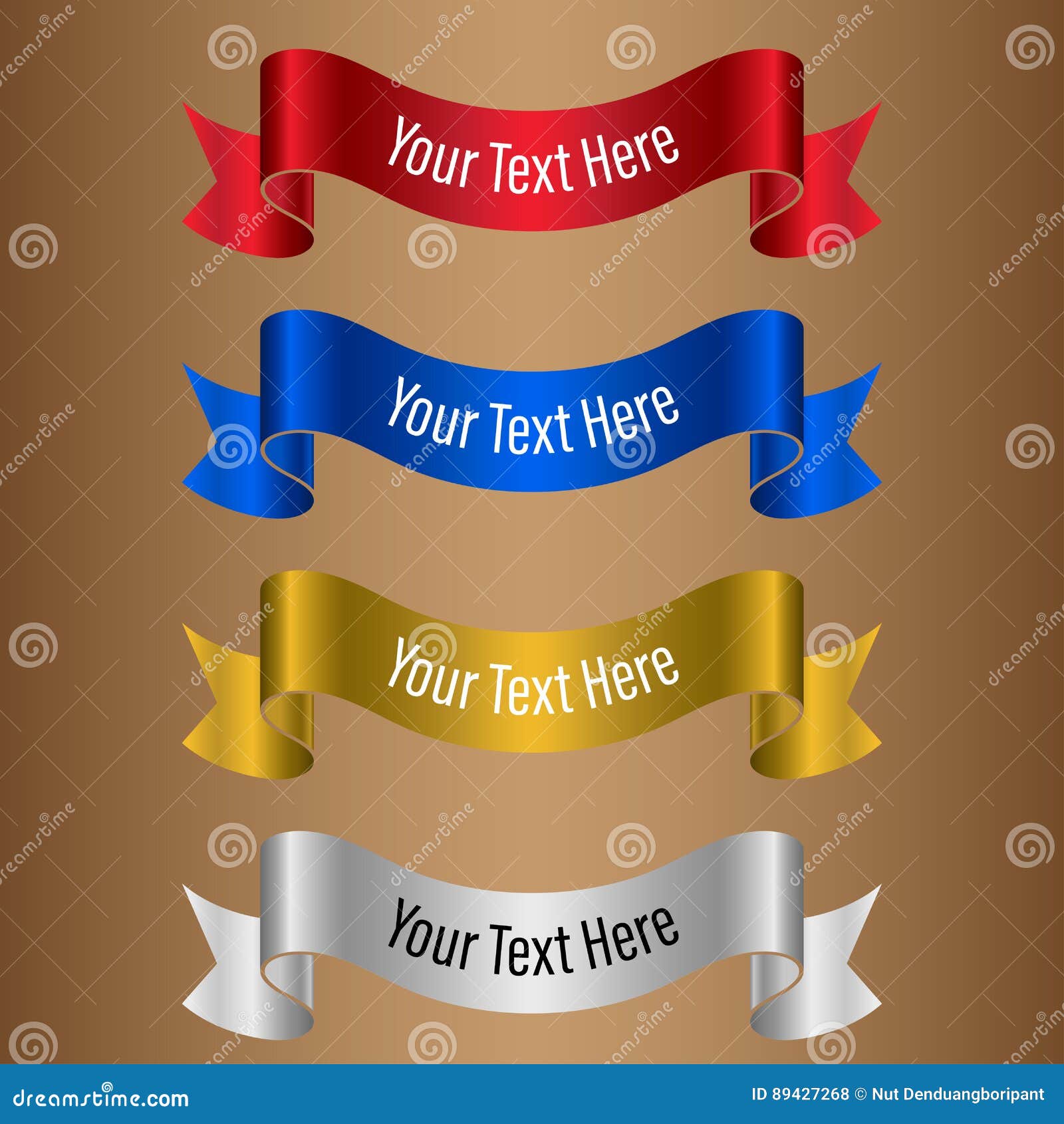 Colorful Ribbon Banner Set stock vector. Illustration of sign - 89427268