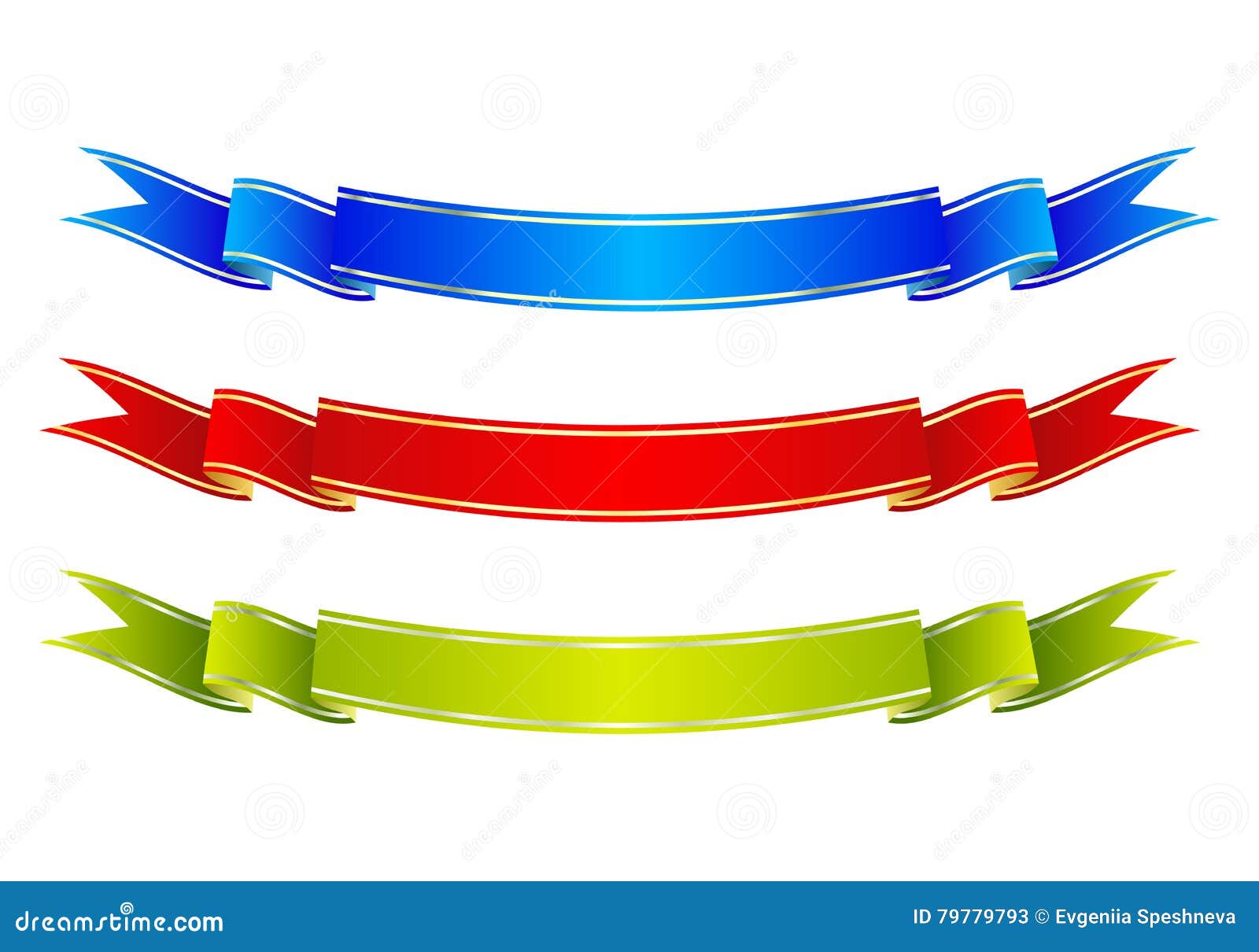 Colorful Ribbon Banners. Blue, Red and Green Scrolls. Vector ...