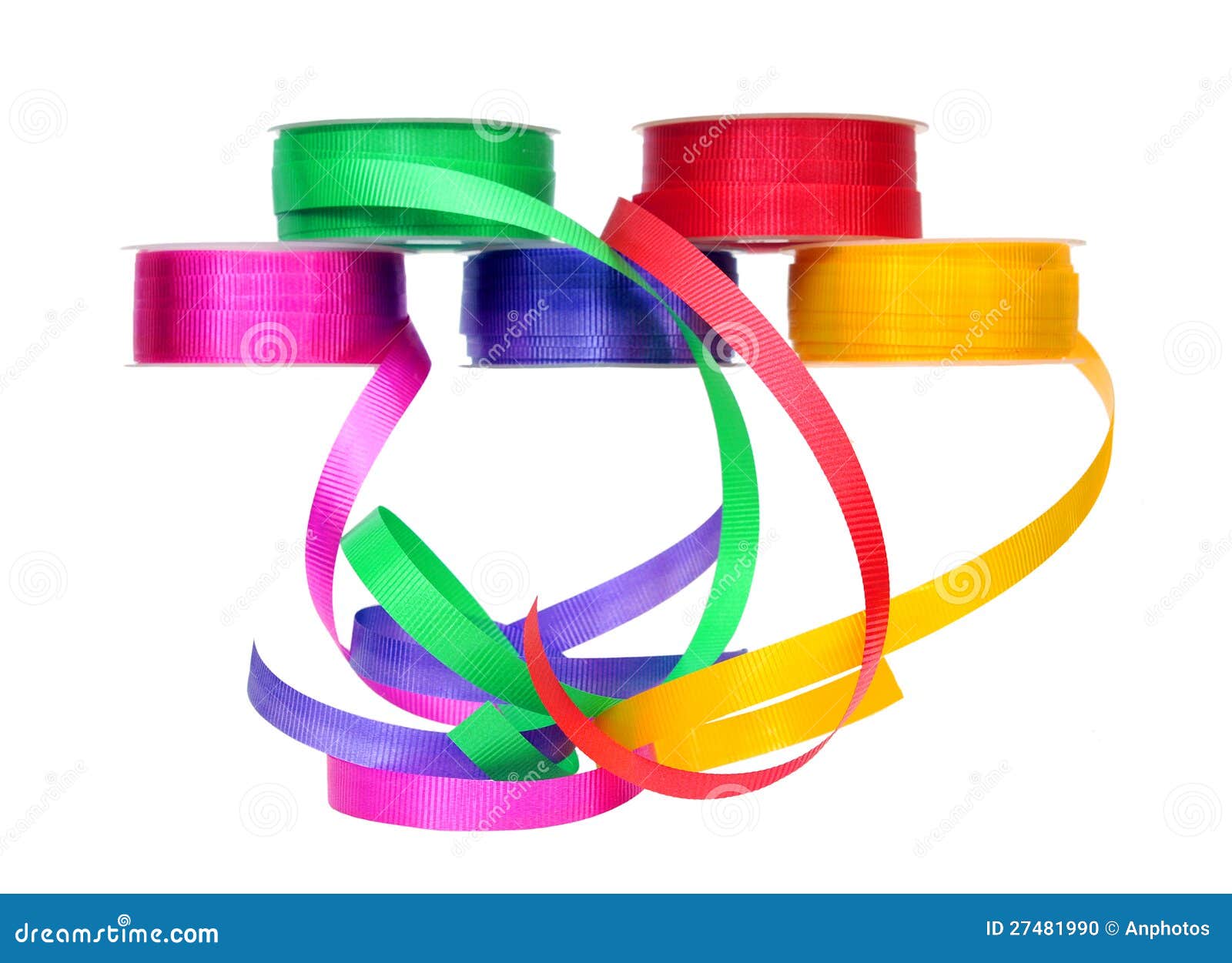 Colorful ribbon rolls stock photo. Image of pink, yellow - 27481990