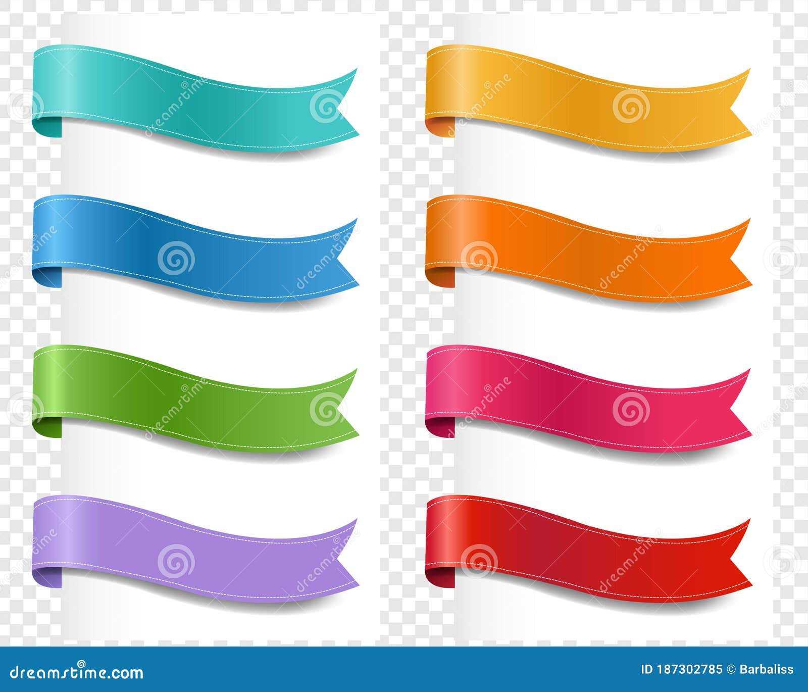 Colorful Ribbon Set Isolated Transparent Background Stock Vector ...