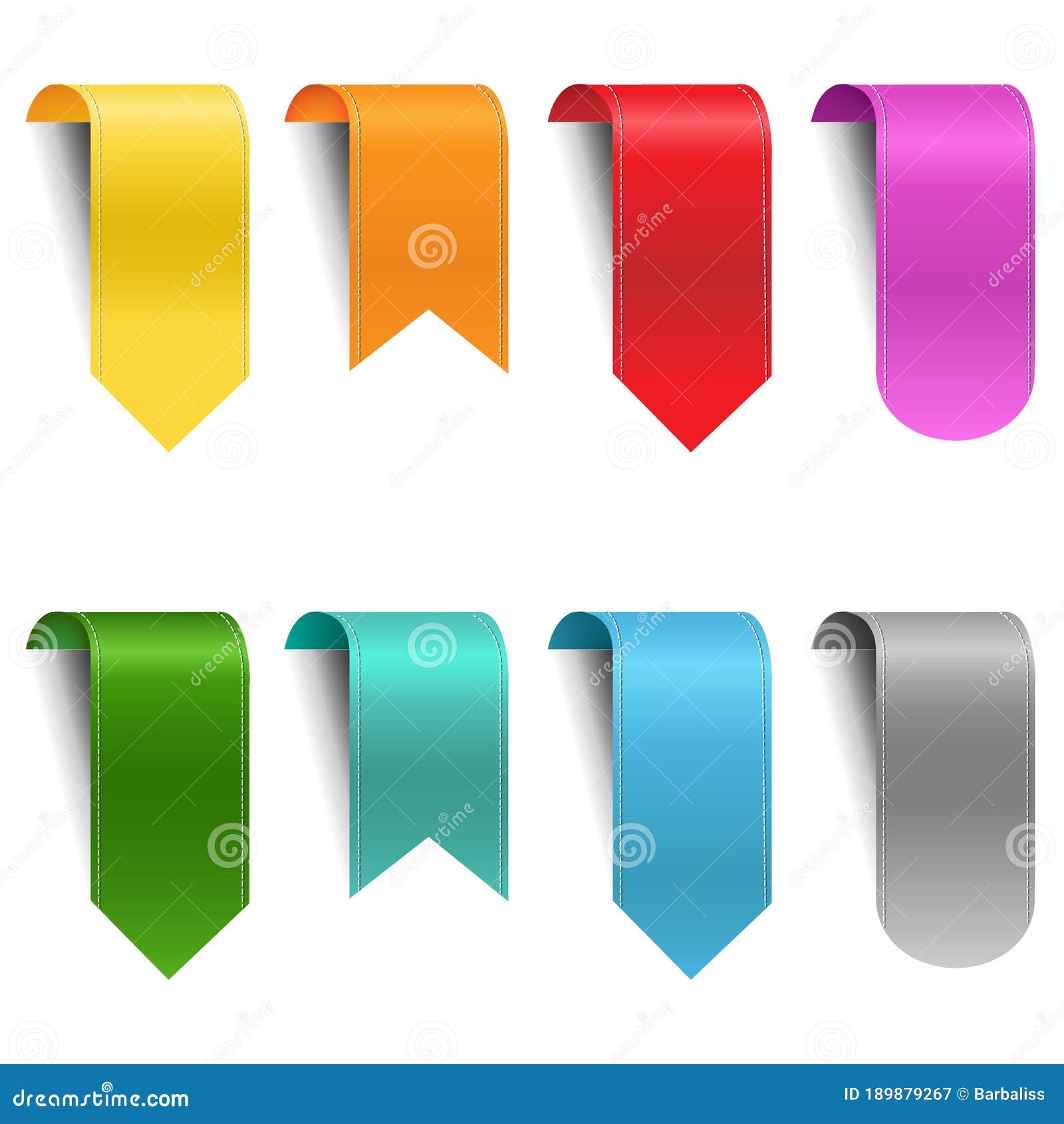 Colorful Ribbon Set Isolated White Background Stock Vector ...