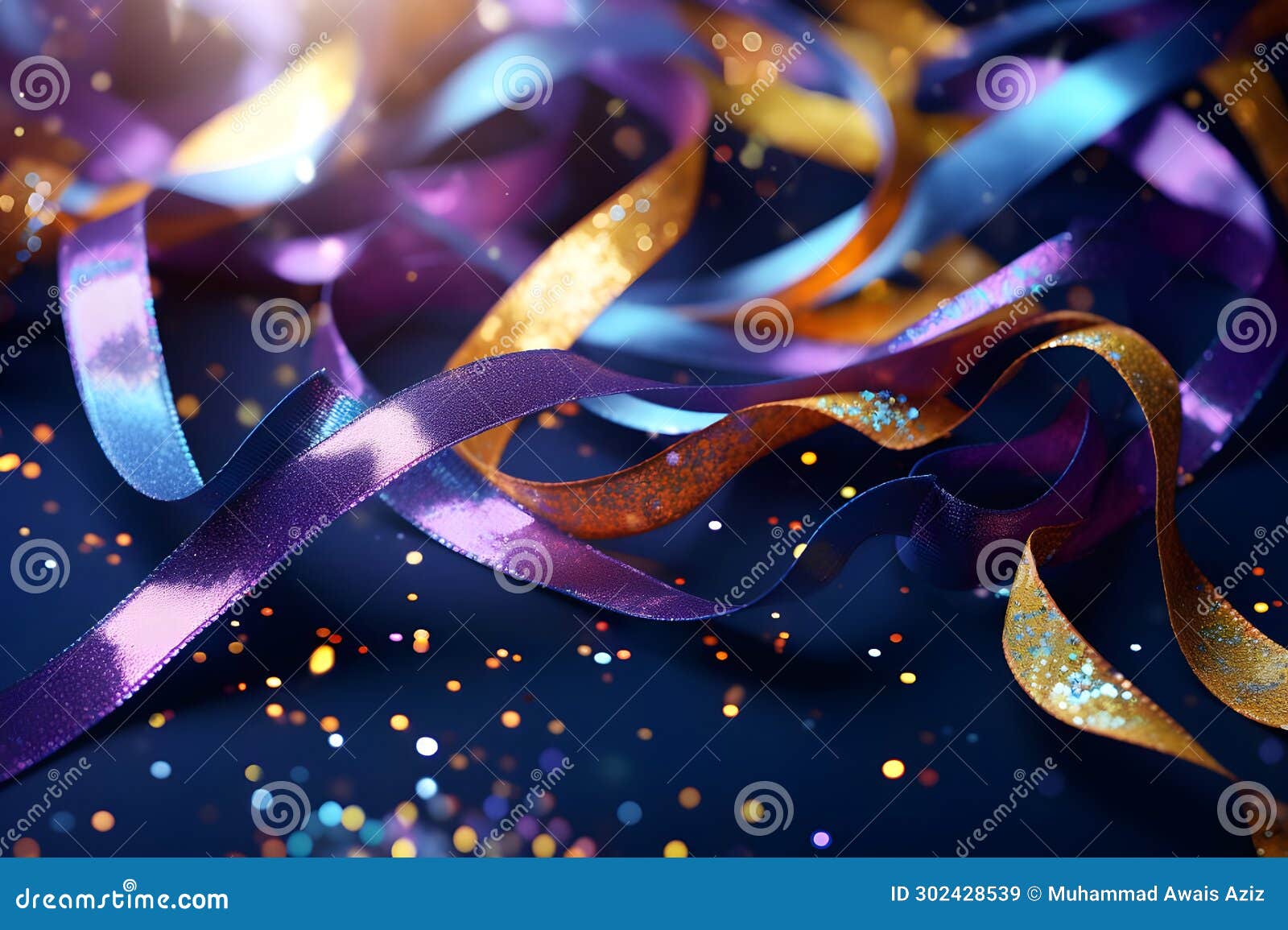 Colorful Ribbons on Glitter Background - Ai Generated Stock Image ...