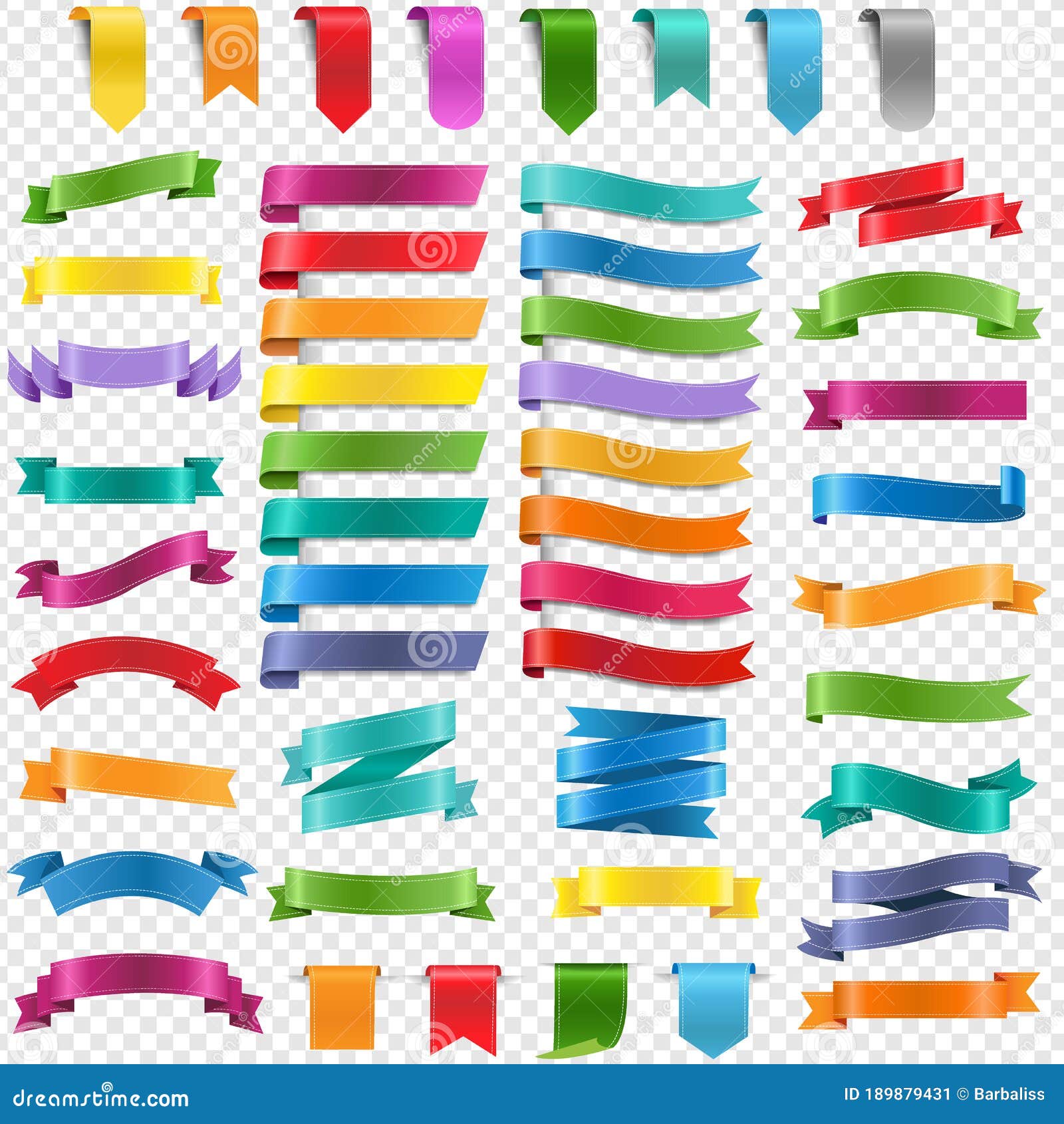 Colorful Ribbons and Labels Collection Transparent Background Stock ...