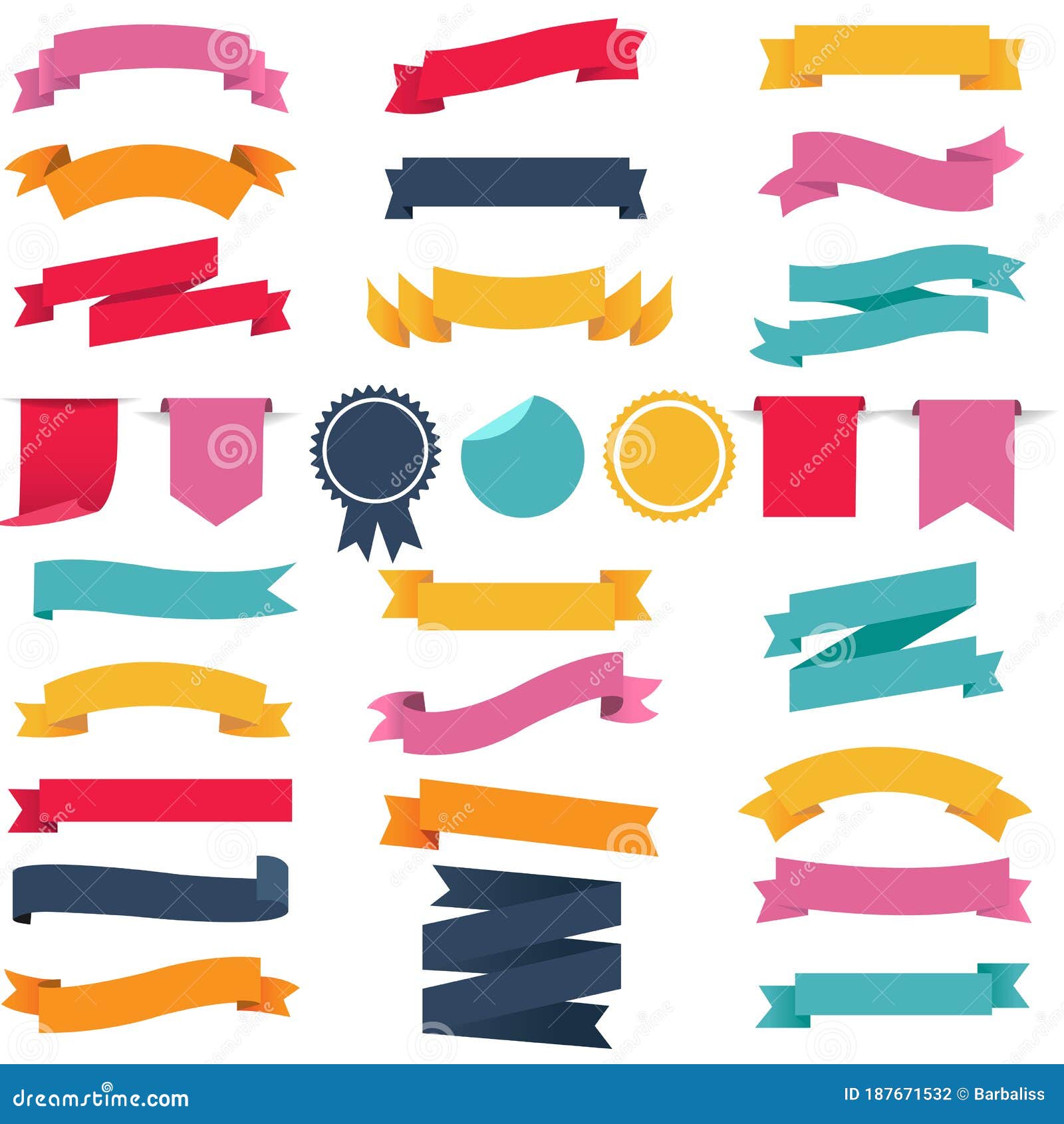 Colorful Ribbons and Labels Set White Background Stock Vector ...