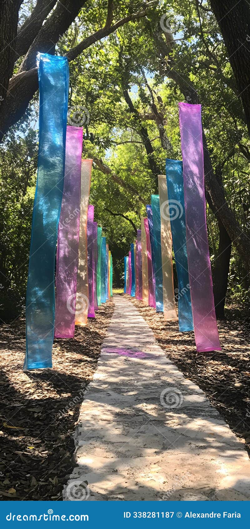 Colorful Ribbons Lining Pathway Stock Illustration - Illustration of ...