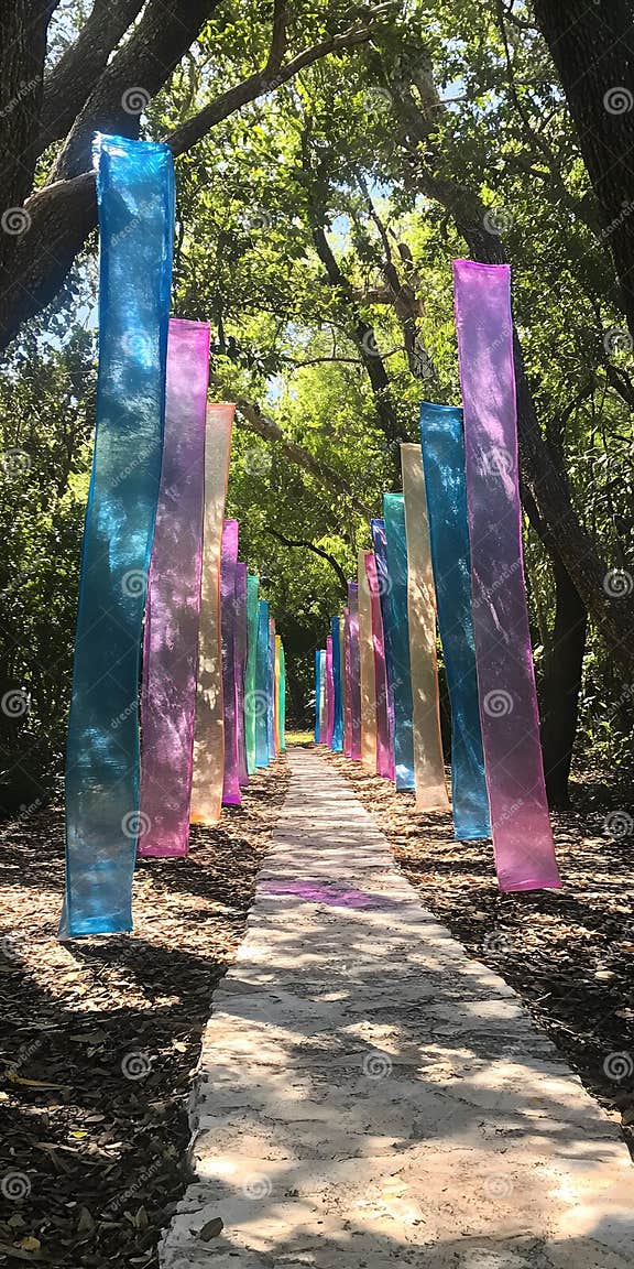 Colorful Ribbons Lining Pathway Stock Illustration - Illustration of ...