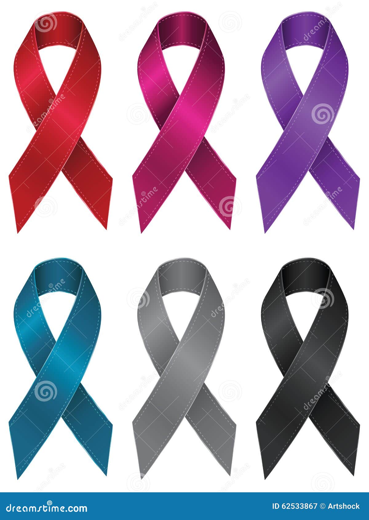 Colorful Ribbons Set stock vector. Illustration of medicine - 62533867