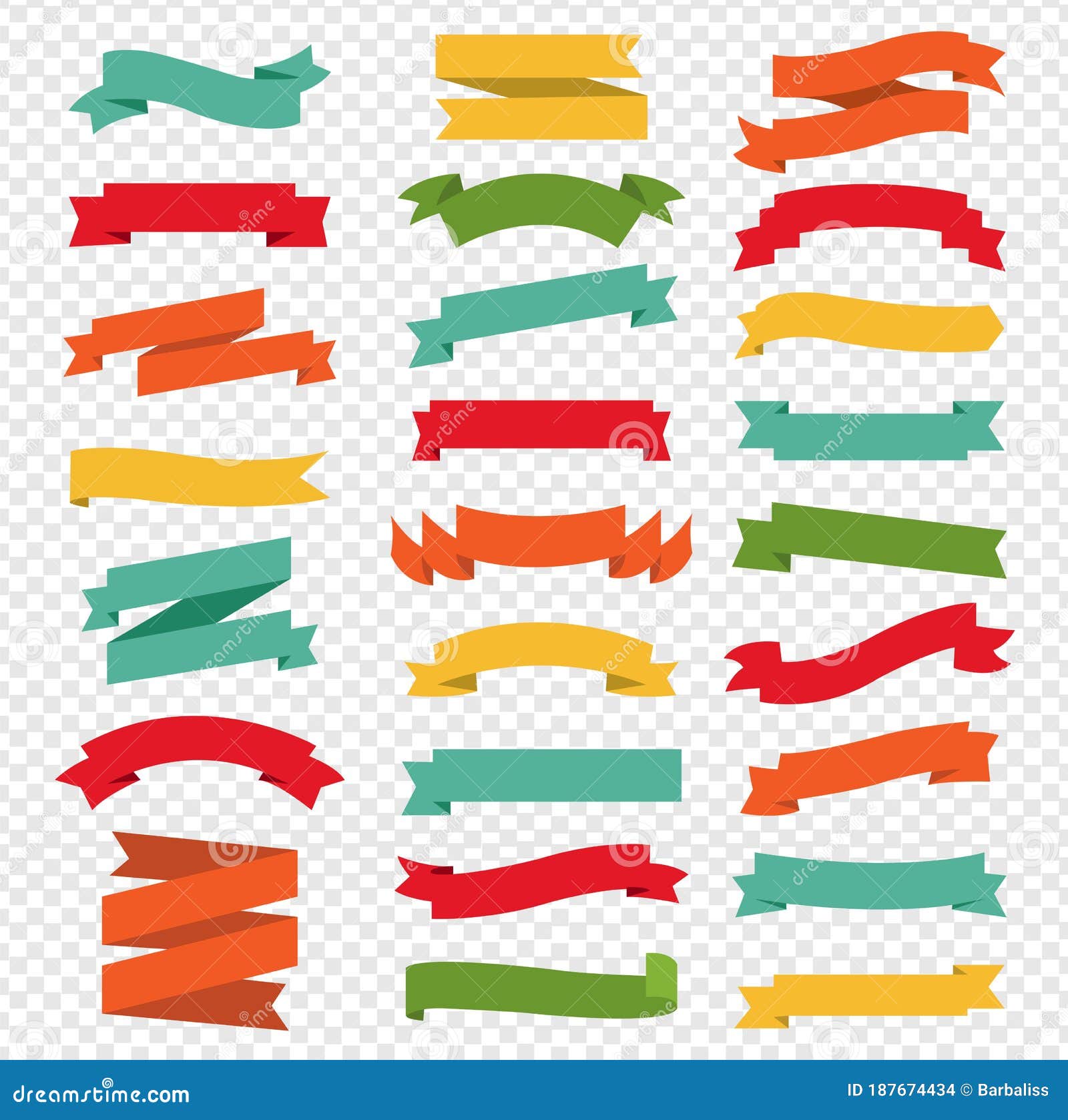 Colorful Ribbons Set Isolated Transparent Background Stock Vector ...