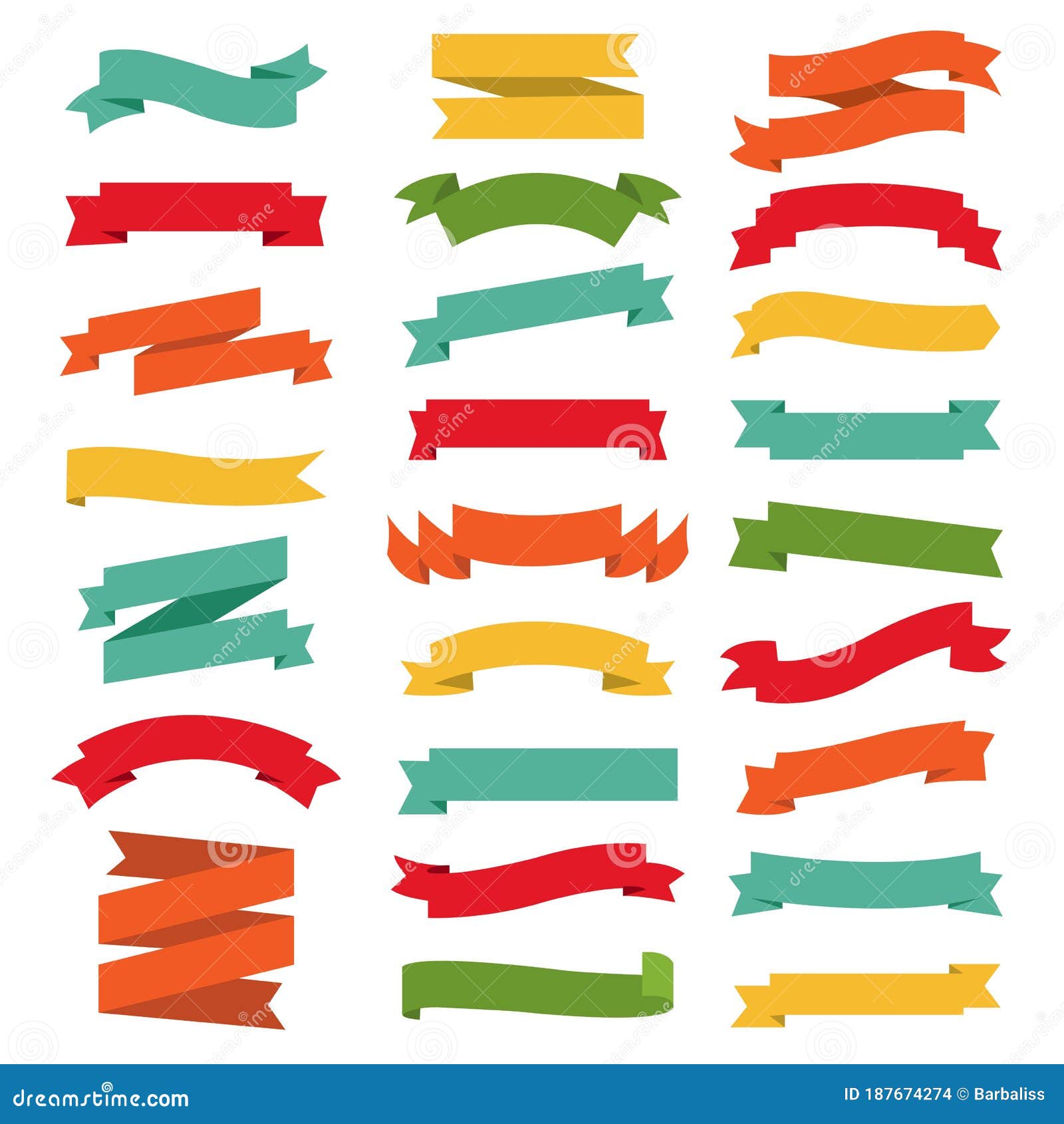 Colorful Ribbons Set Isolated White Background Stock Vector ...