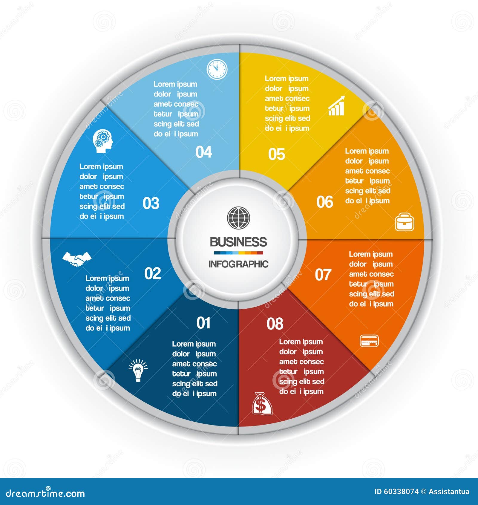 Colorful Ring for Cyclic Process on Eight Positions Stock Vector ...