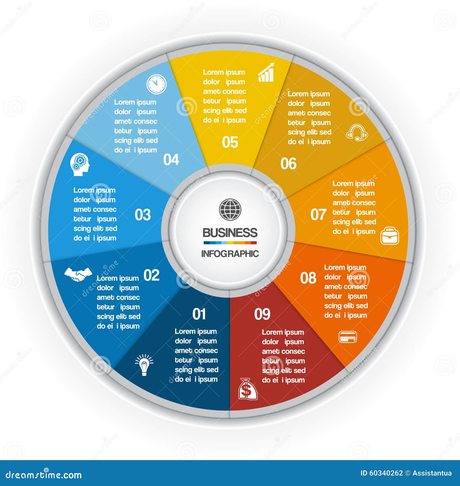 Colorful Ring for Cyclic Process on Nine Positions Stock Vector ...
